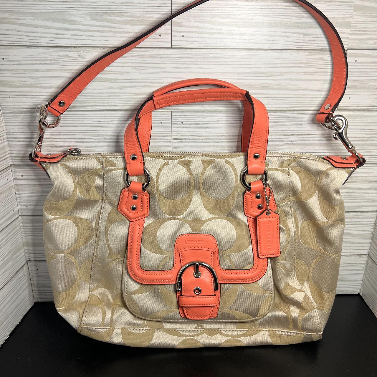 Coach Signature C Campbell Peach Sateen Satchel... - Depop