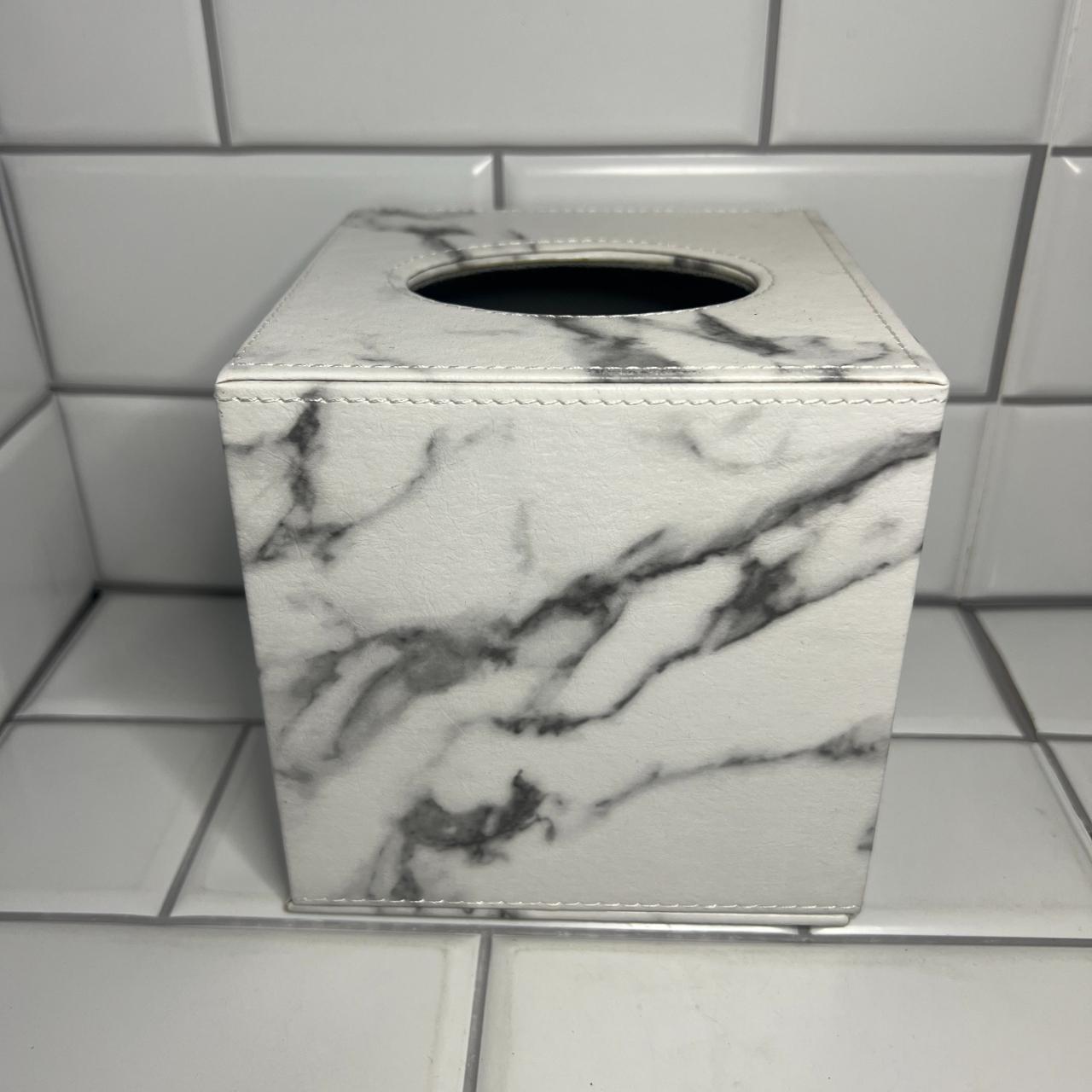 Modern Marble Print Square Tissue Box Holder w/... - Depop