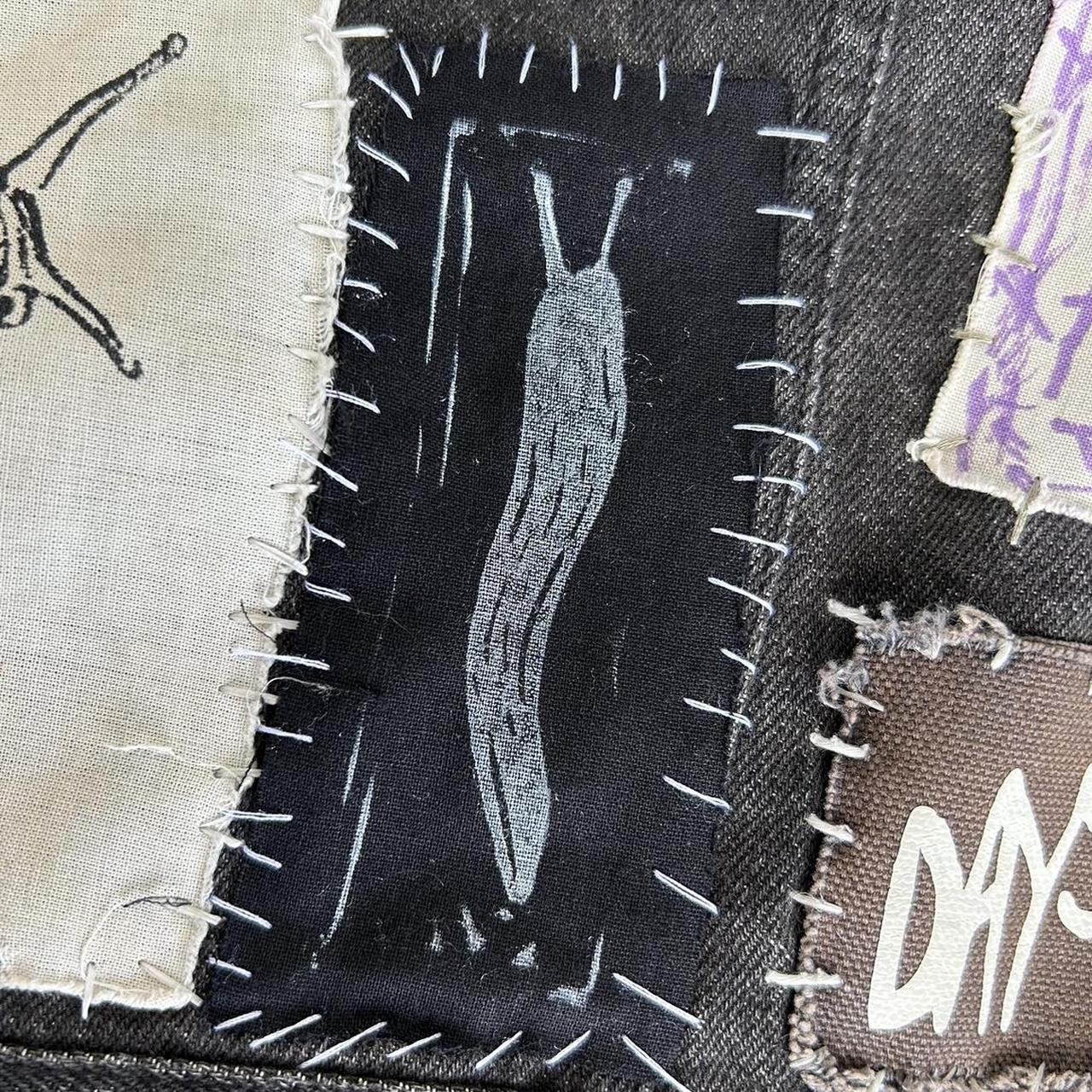 slug punk sew on patch available in b/w and tie dye - Depop