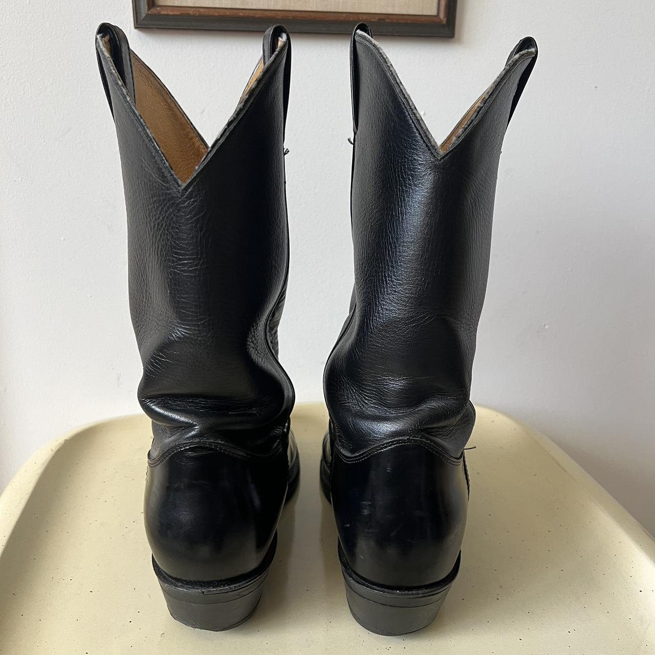 Black Genuine Leather Justin 3040 Pilot Boots -... | Depop