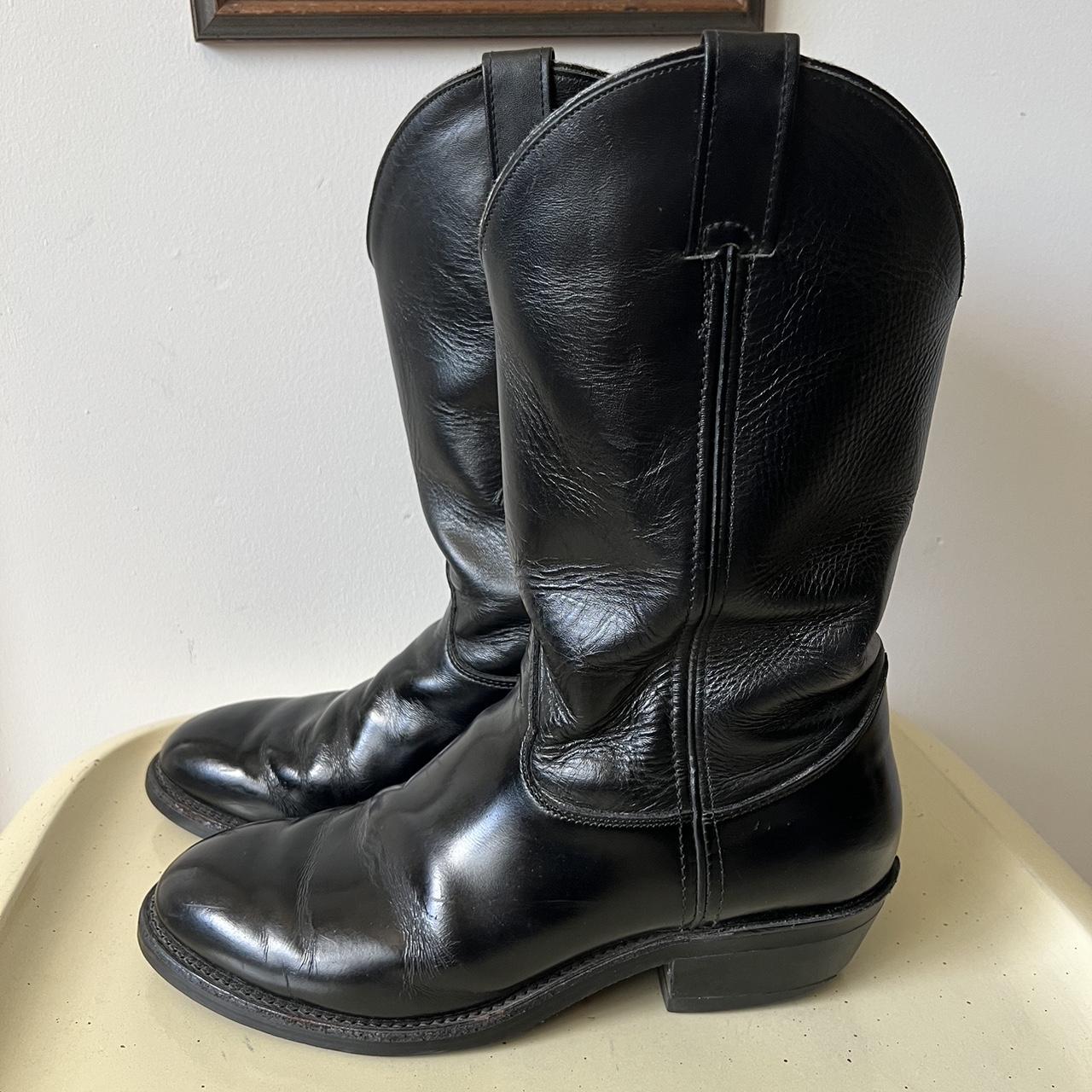 Black Genuine Leather Justin 3040 Pilot Boots -... | Depop