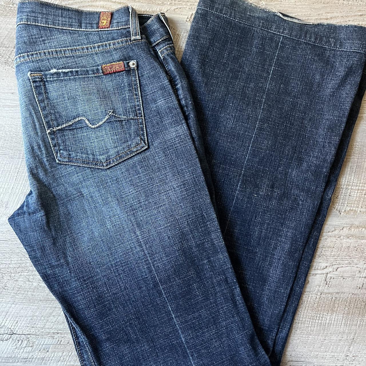 Seven7 Mid wash denim with faded detail size 29... - Depop