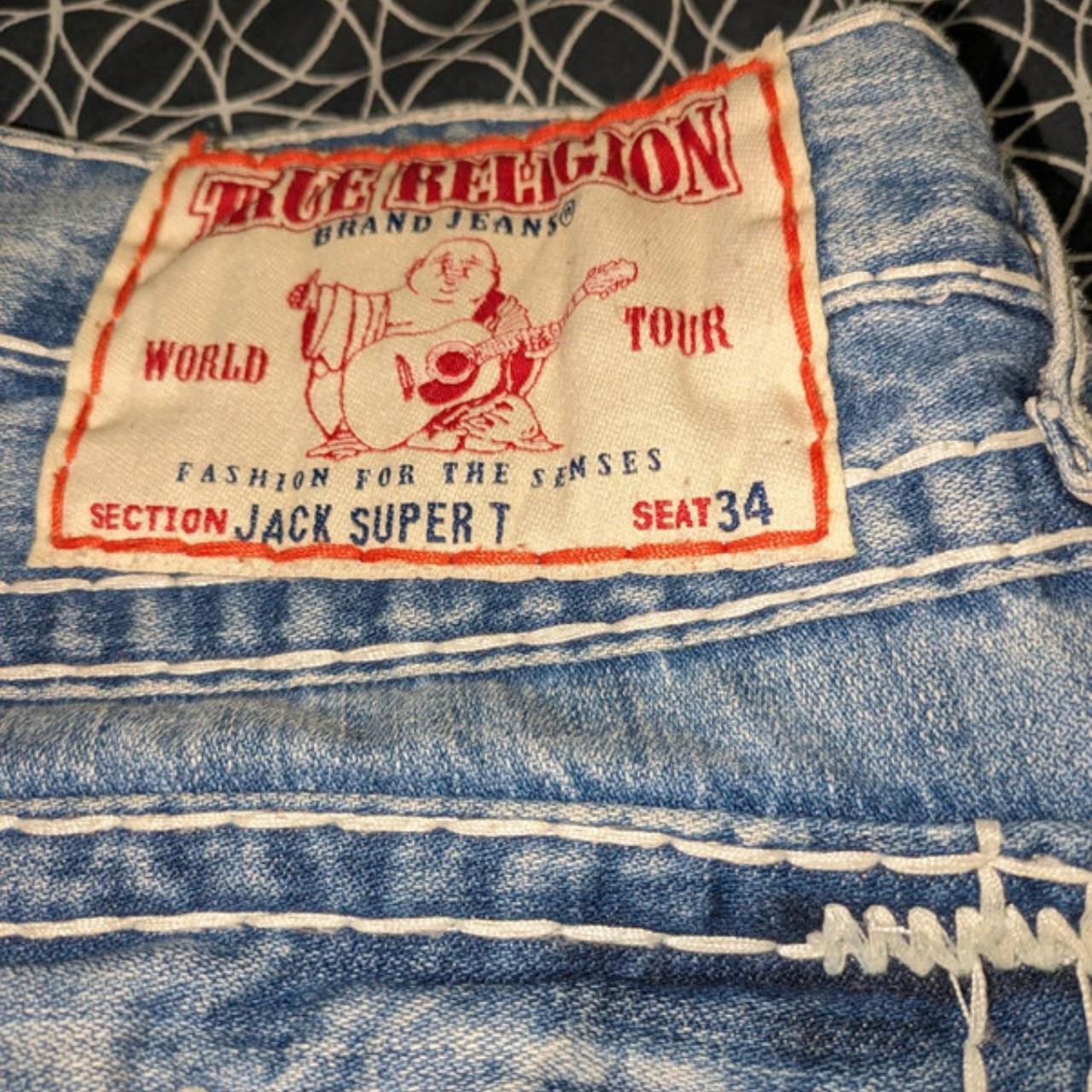 True Religion Jack super T stitch white jeans Good... - Depop