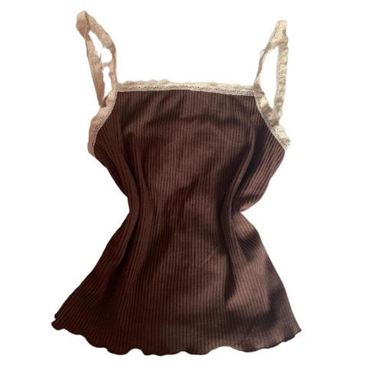 brown cami ABOUT THE ITEM🤎 This brown ribbed cami... - Depop
