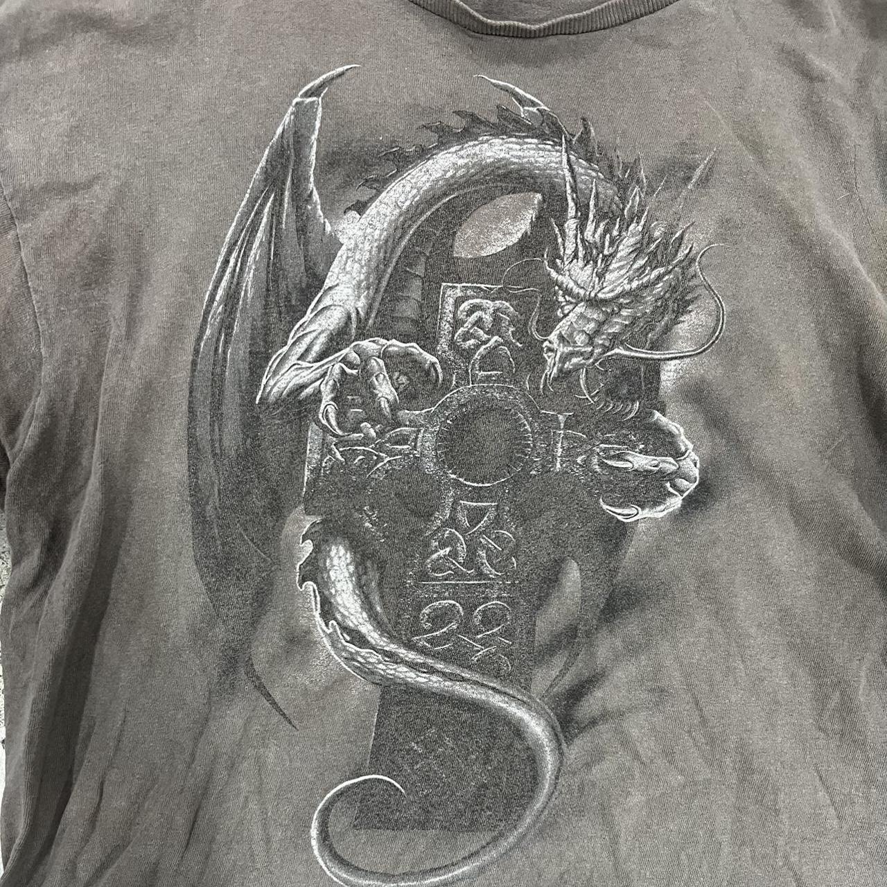 Affliction style print Dragon on cross Tagged - L... - Depop