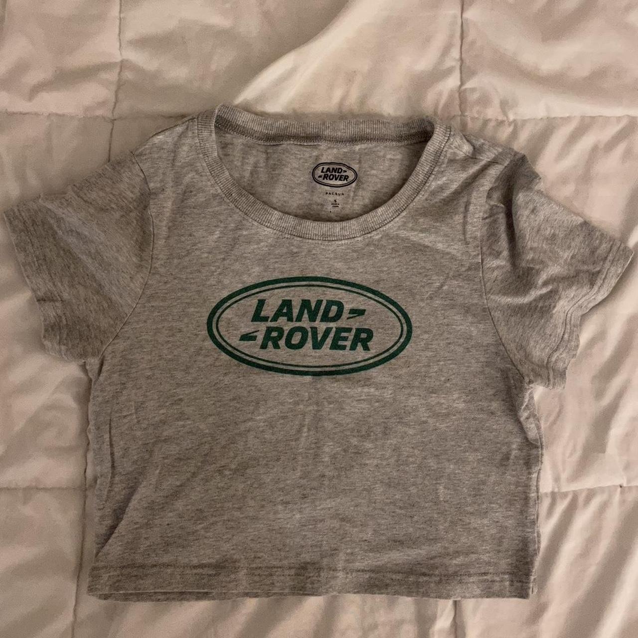 Pacsun land rover crop top grey and green - Depop
