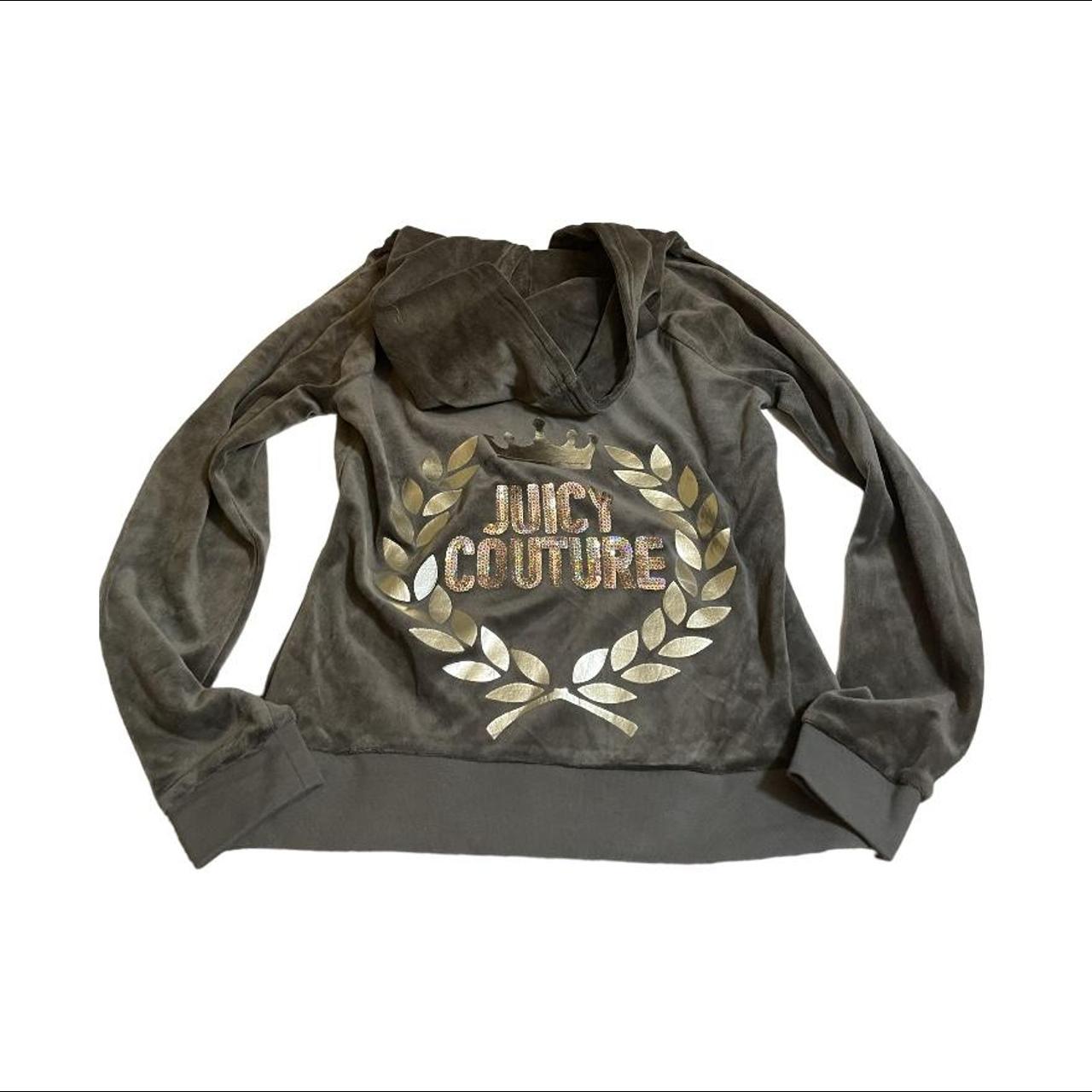 juicy couture bedazzled zip up olive green... - Depop