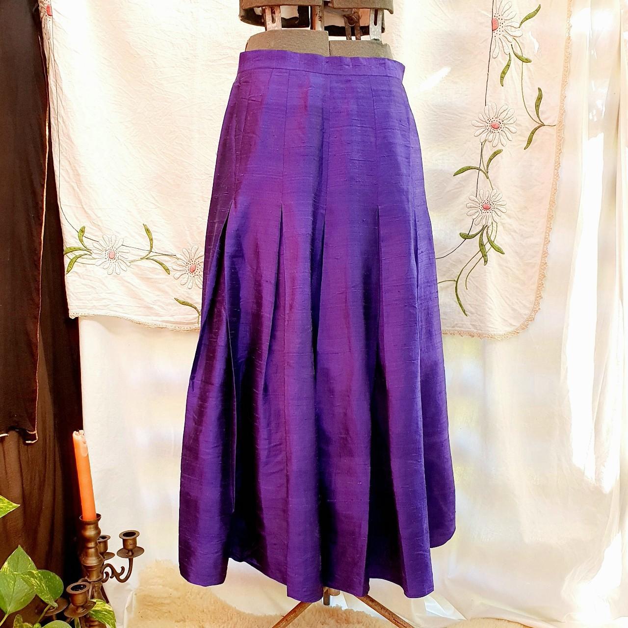 Stunning Vintage 80s Raw Slub Silk Box Pleated Maxi... - Depop