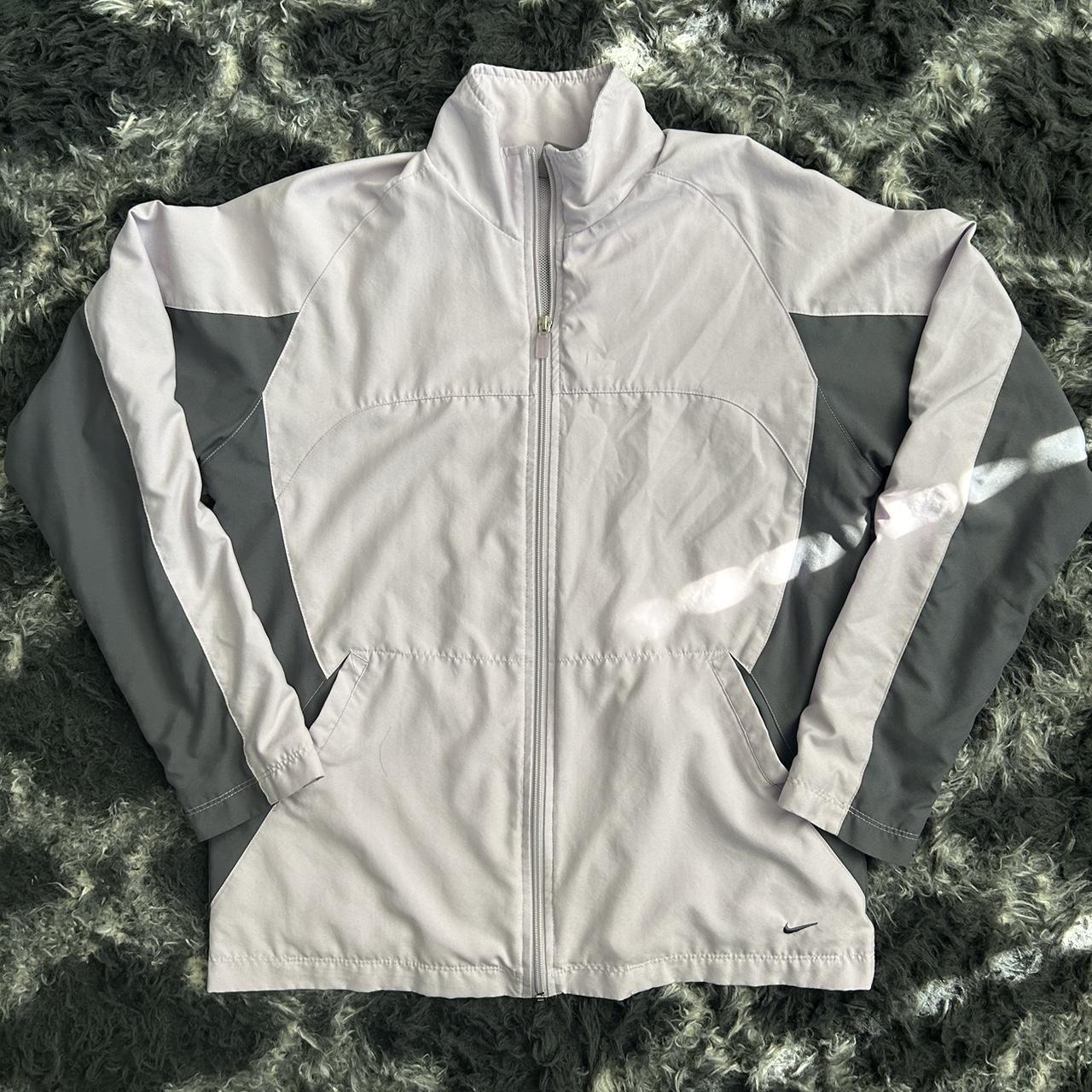 early 2000s white and gray nike jacket in perfect... - Depop