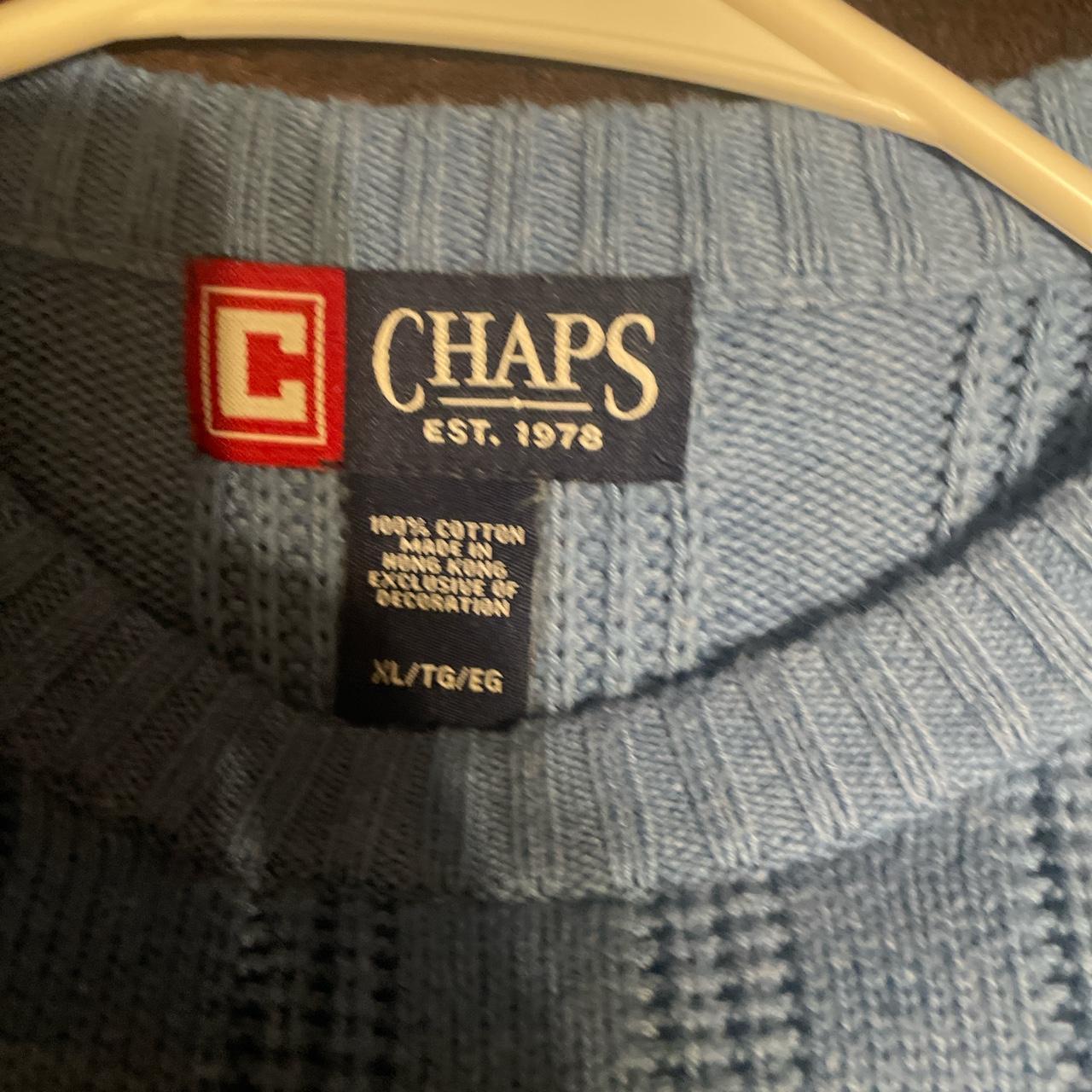 chaps blue thick knit sweater - Depop