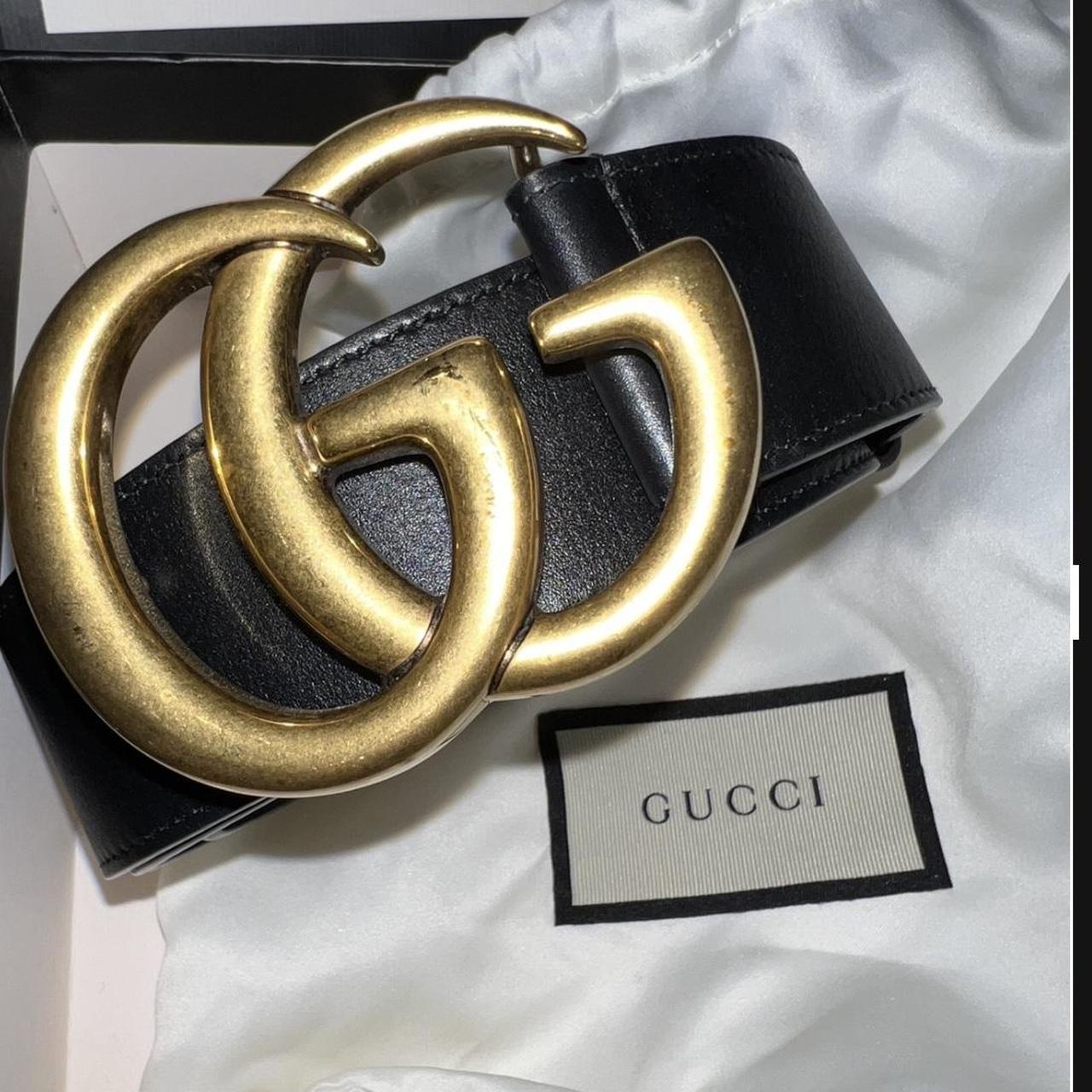 GUCCI LEATHER BELT- GG Buckle Size 80•32 Open to... - Depop