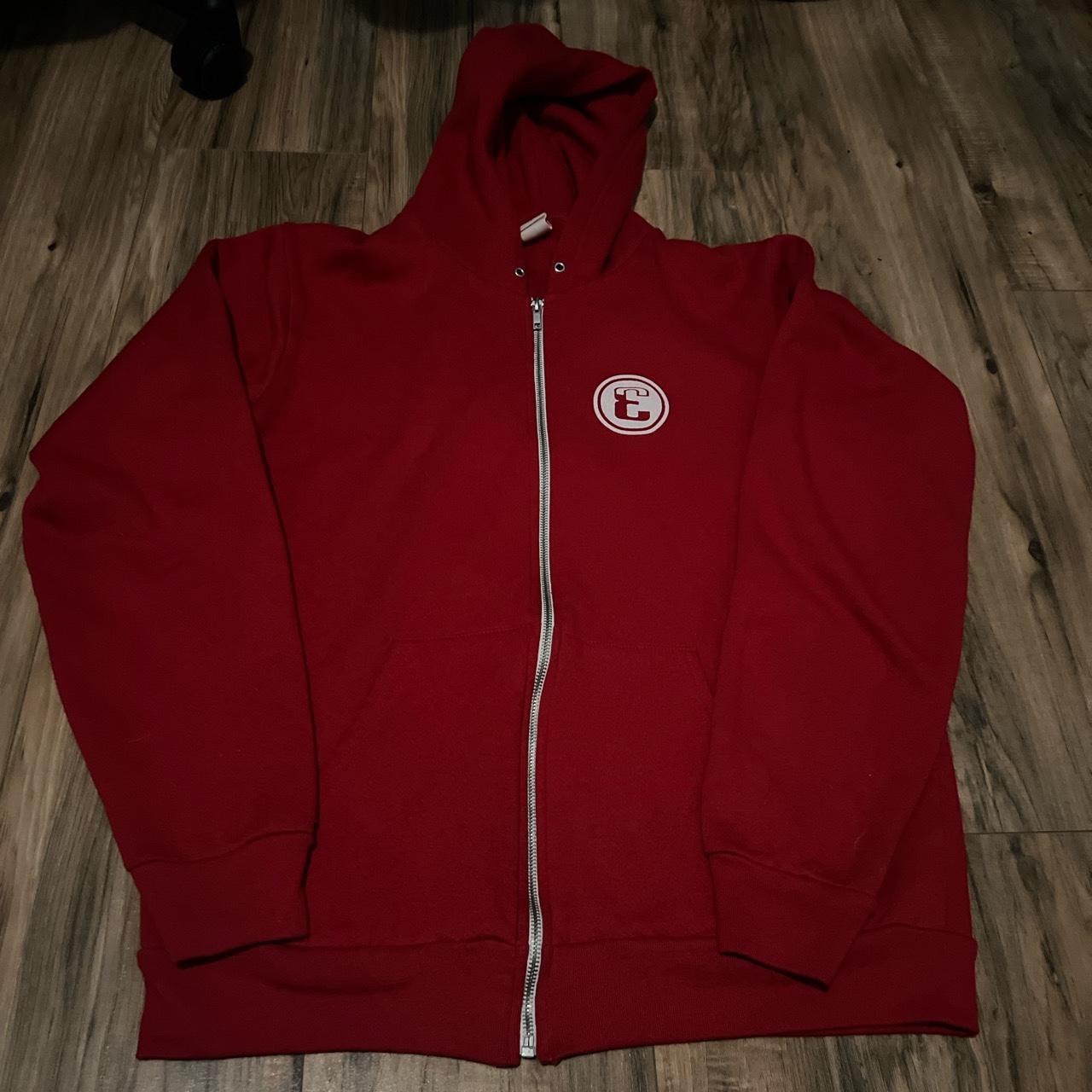 Red Zip up Hoodie Size: Large - Depop