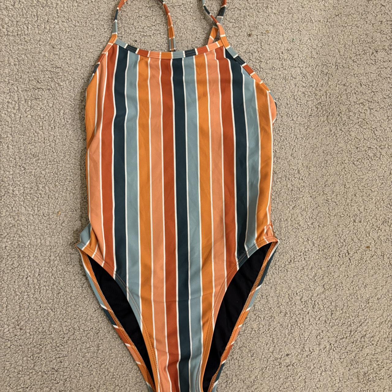 Jolyn Swimsuit- cute stripy pattern -perry style... | Depop