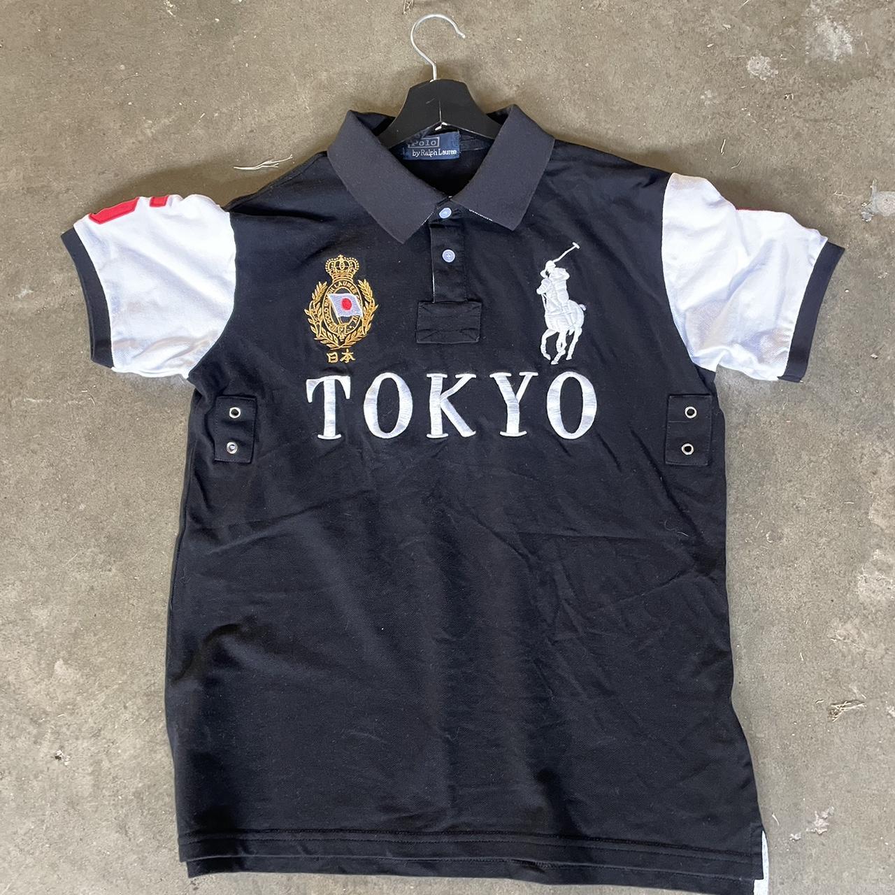 2000s Polo Ralph Lauren Tokyo polo shirt in black... - Depop