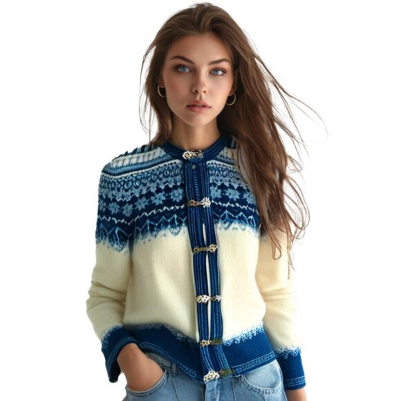 **Vintage Nordic Fair Isle Knit Cardigan Sweater |... - Depop