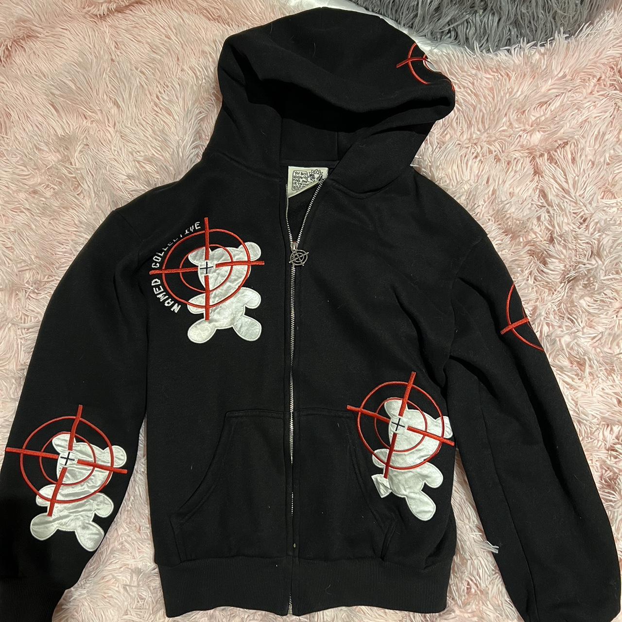 named collective teddy hoodie in black size S - Depop