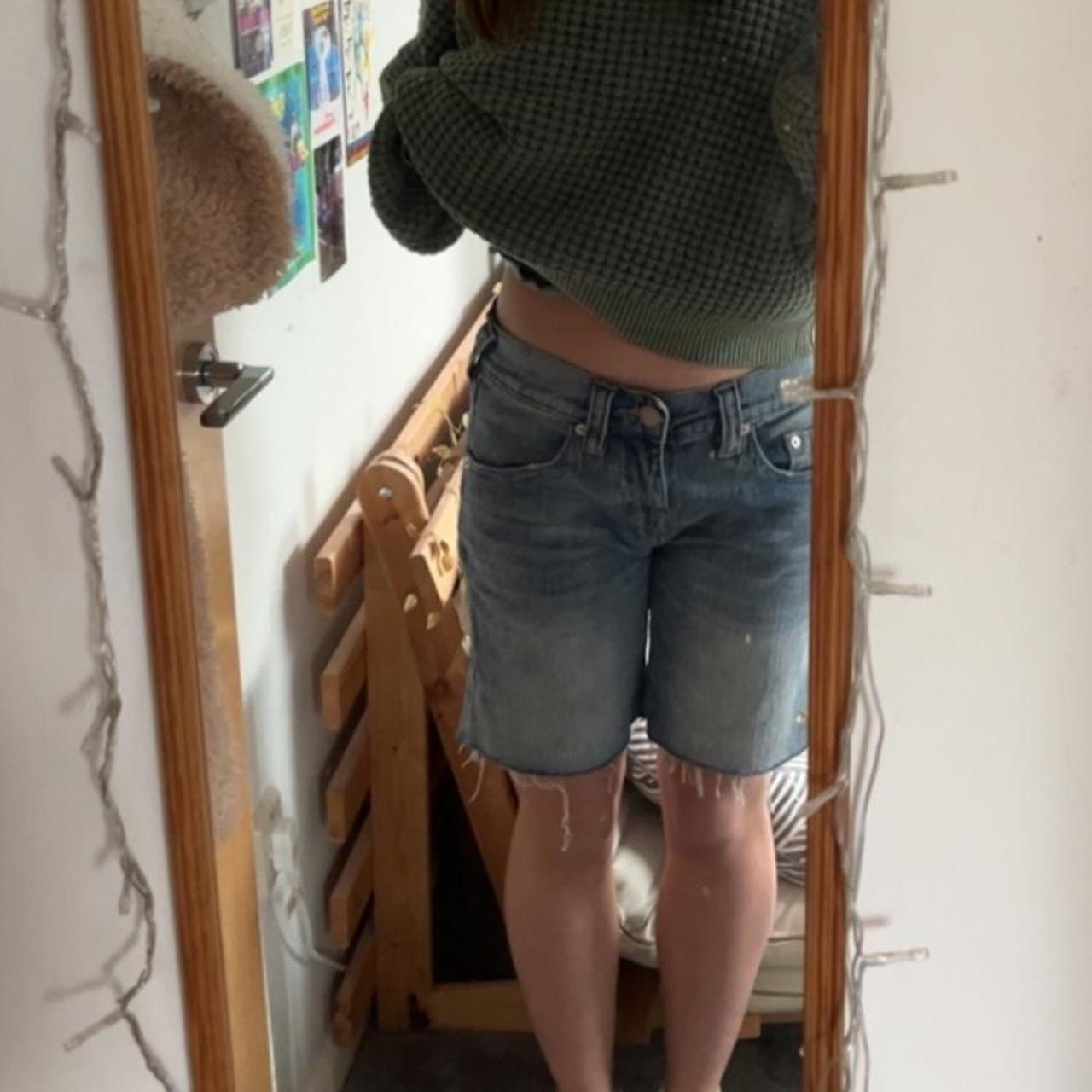 True religion Jorts with frayed hem 🩵 Repop as not... - Depop