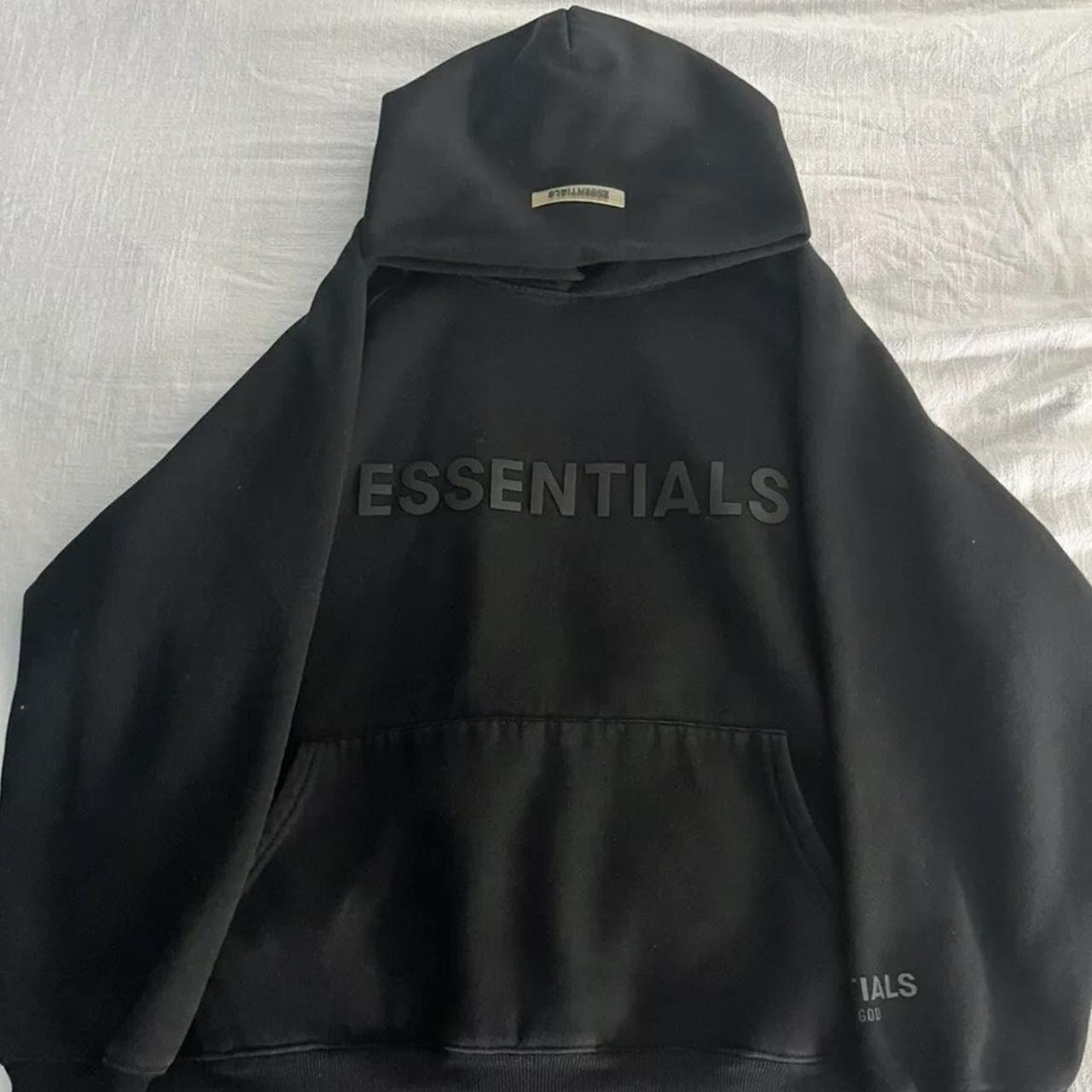 Essentials black hoodie - size small - Depop