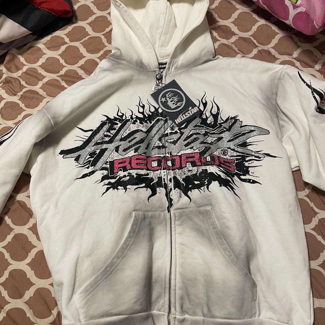 Hellstar Records Glitter Zip-Up ‘White’ colorway | Depop