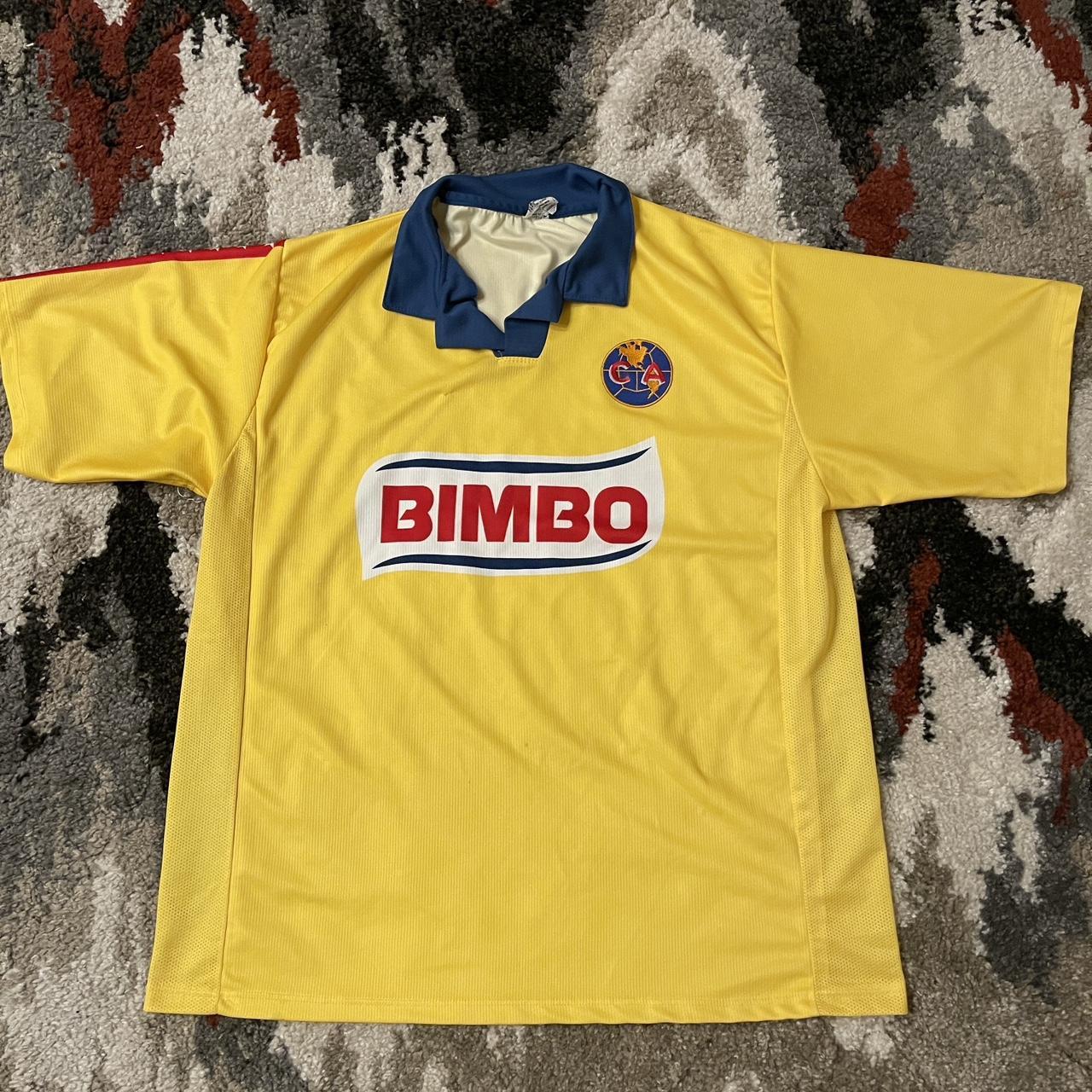 Yellow and blue vintage 90s Club America Mexico... | Depop