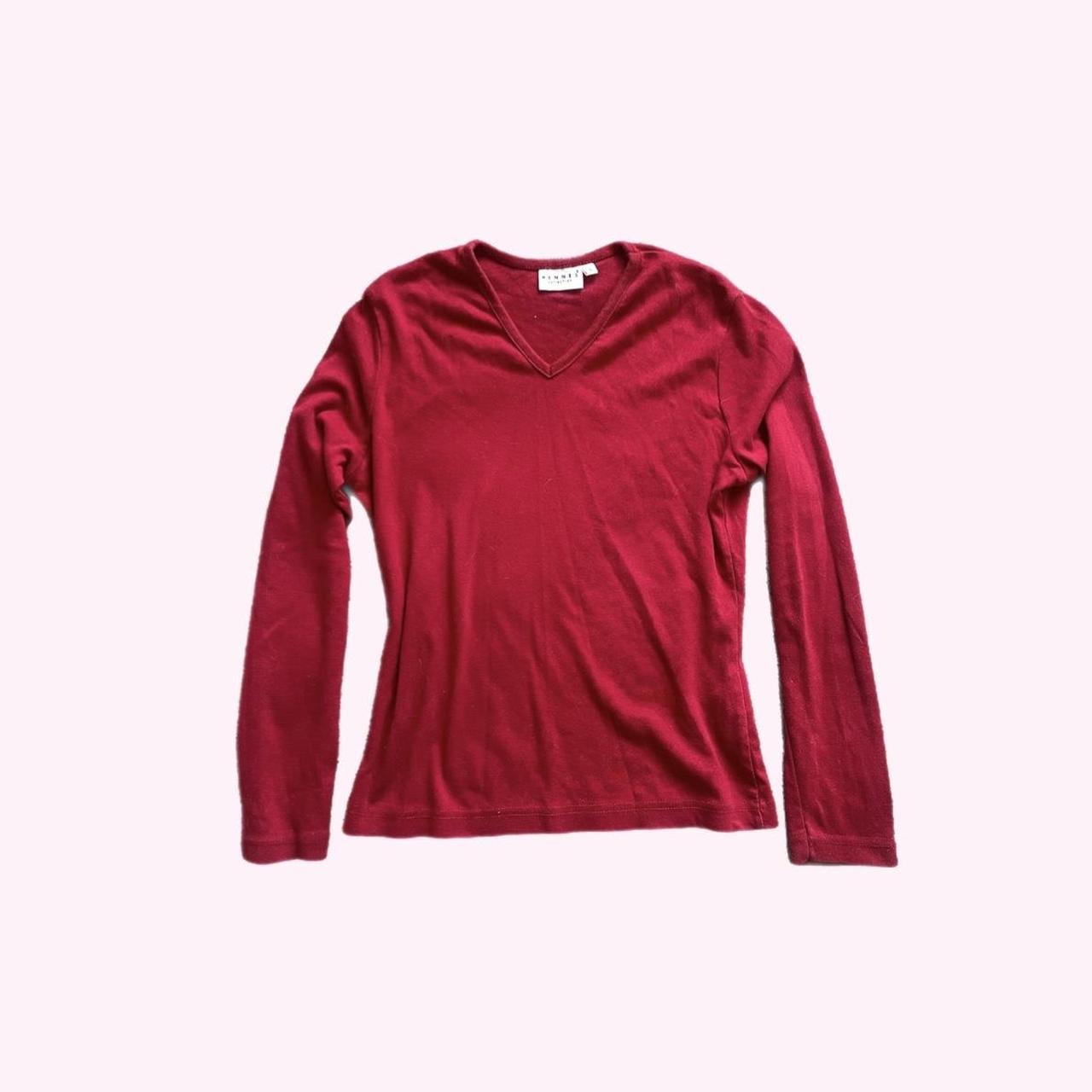 Red Hennes Collection long sleeve top, size large... - Depop