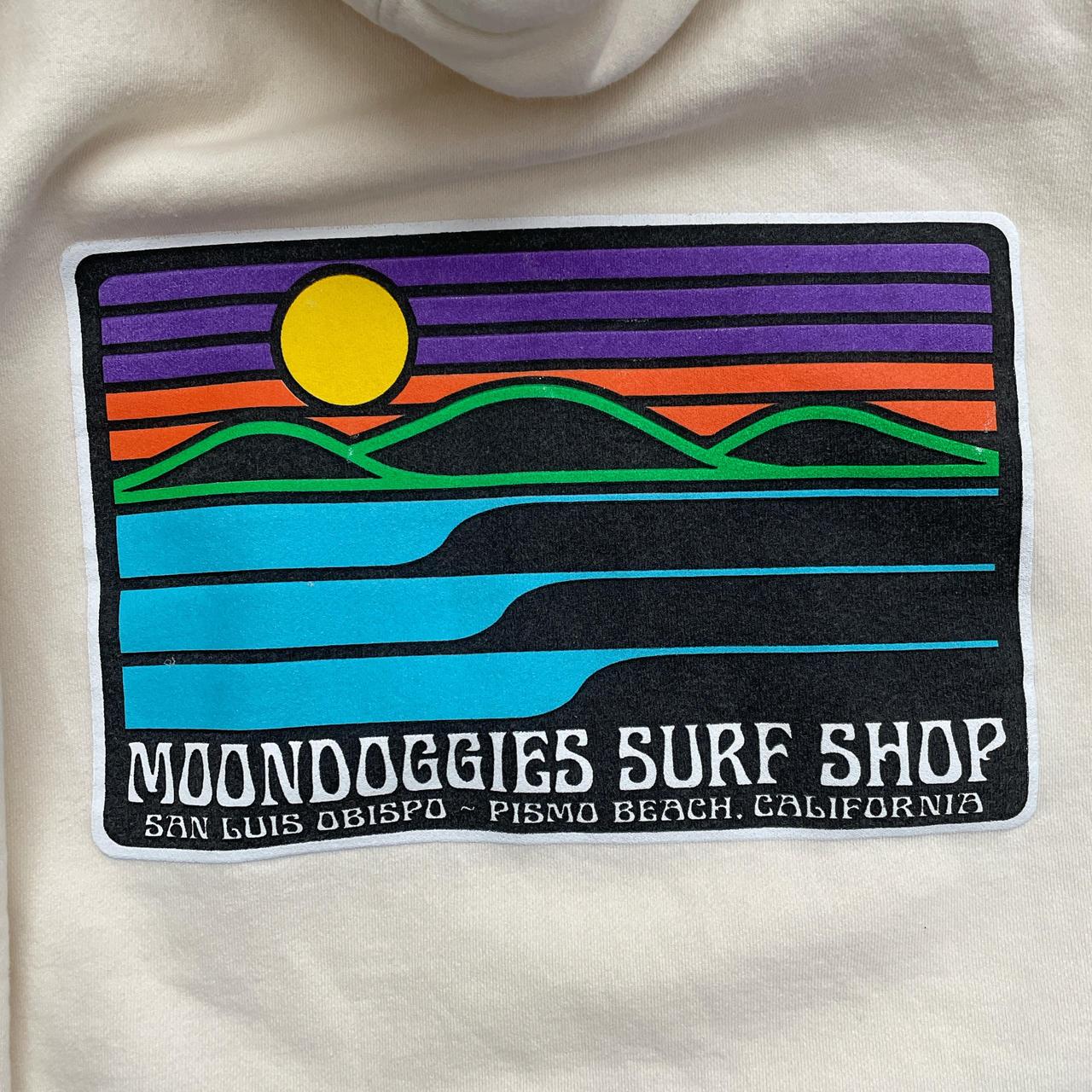Moondoggies Surf Shop Cream Colored Hoodie Size... - Depop