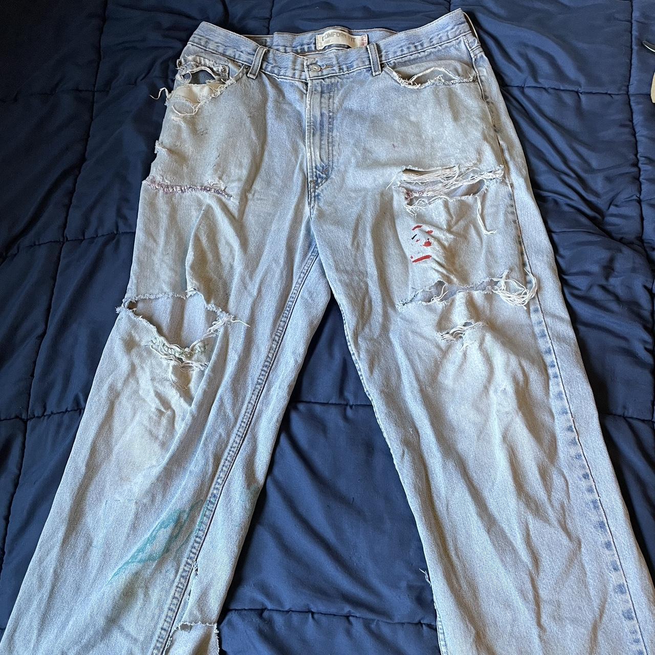 distressed baggy gallery dept Ripped and sewed... - Depop