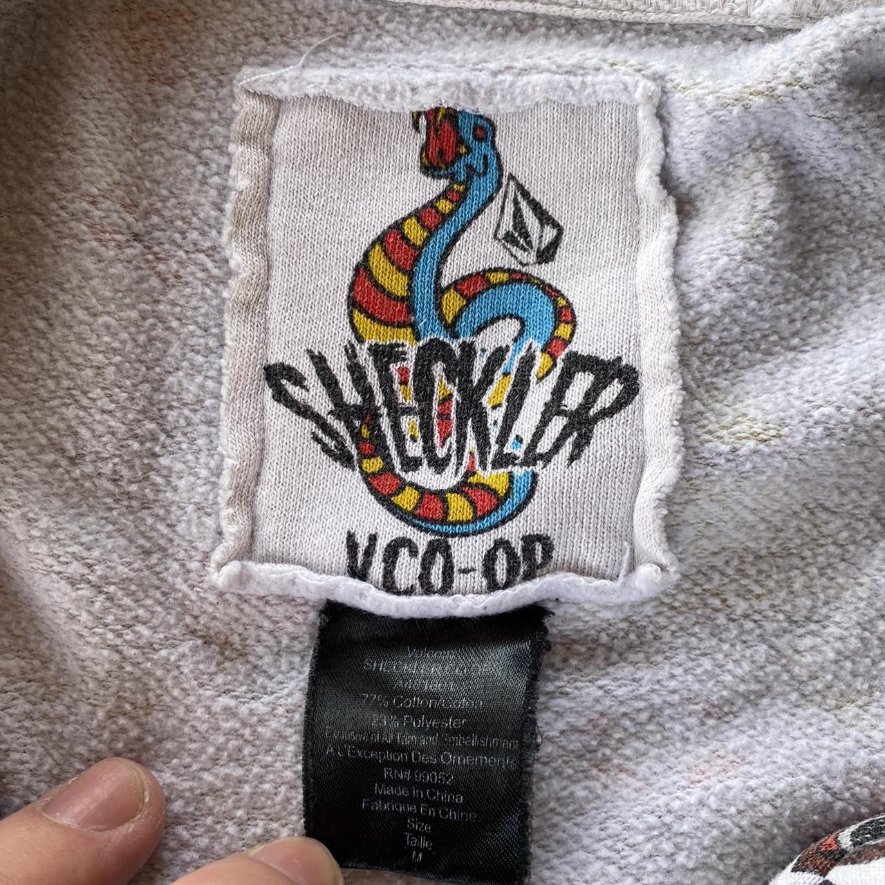 Vintage volcom full zip hoodie (thrashed sleeve... - Depop
