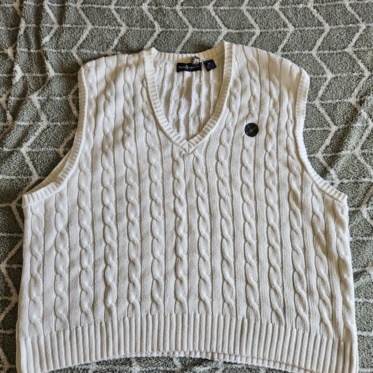 White knitted vest #vest #knitted - Depop