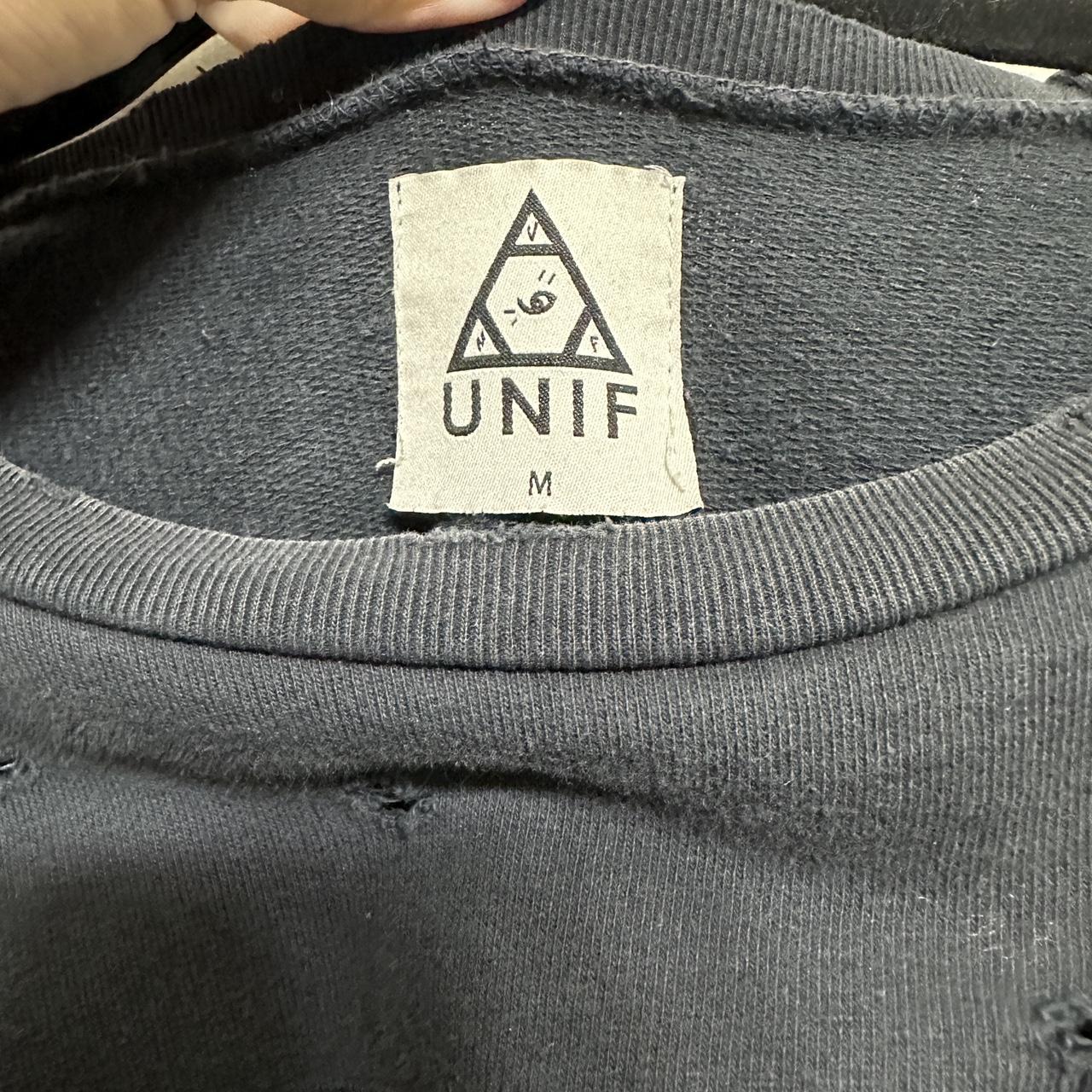 UNIF medium, blue crew neck. Says “go to hell for... - Depop