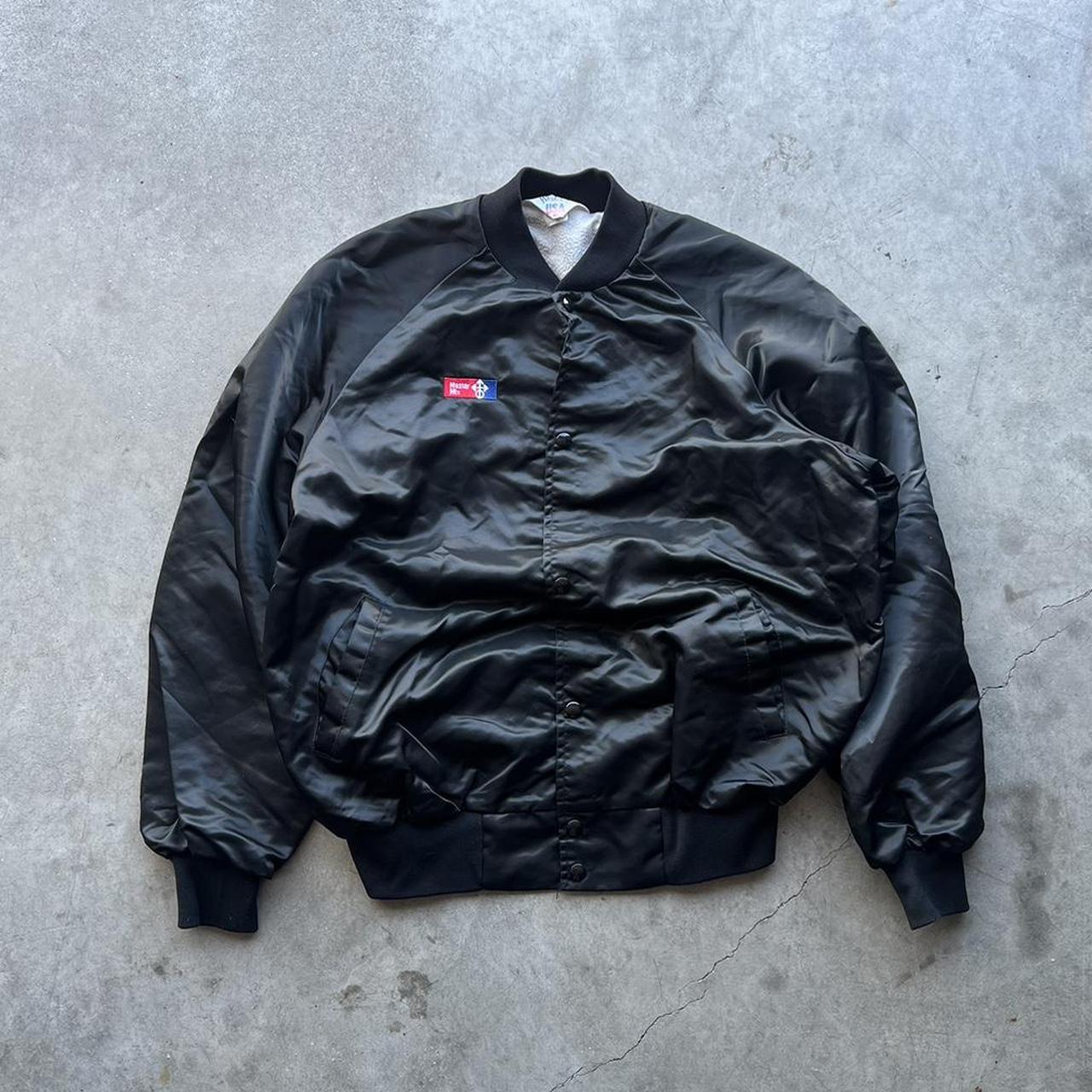 vintage satin bomber truck driver jacket made in... - Depop