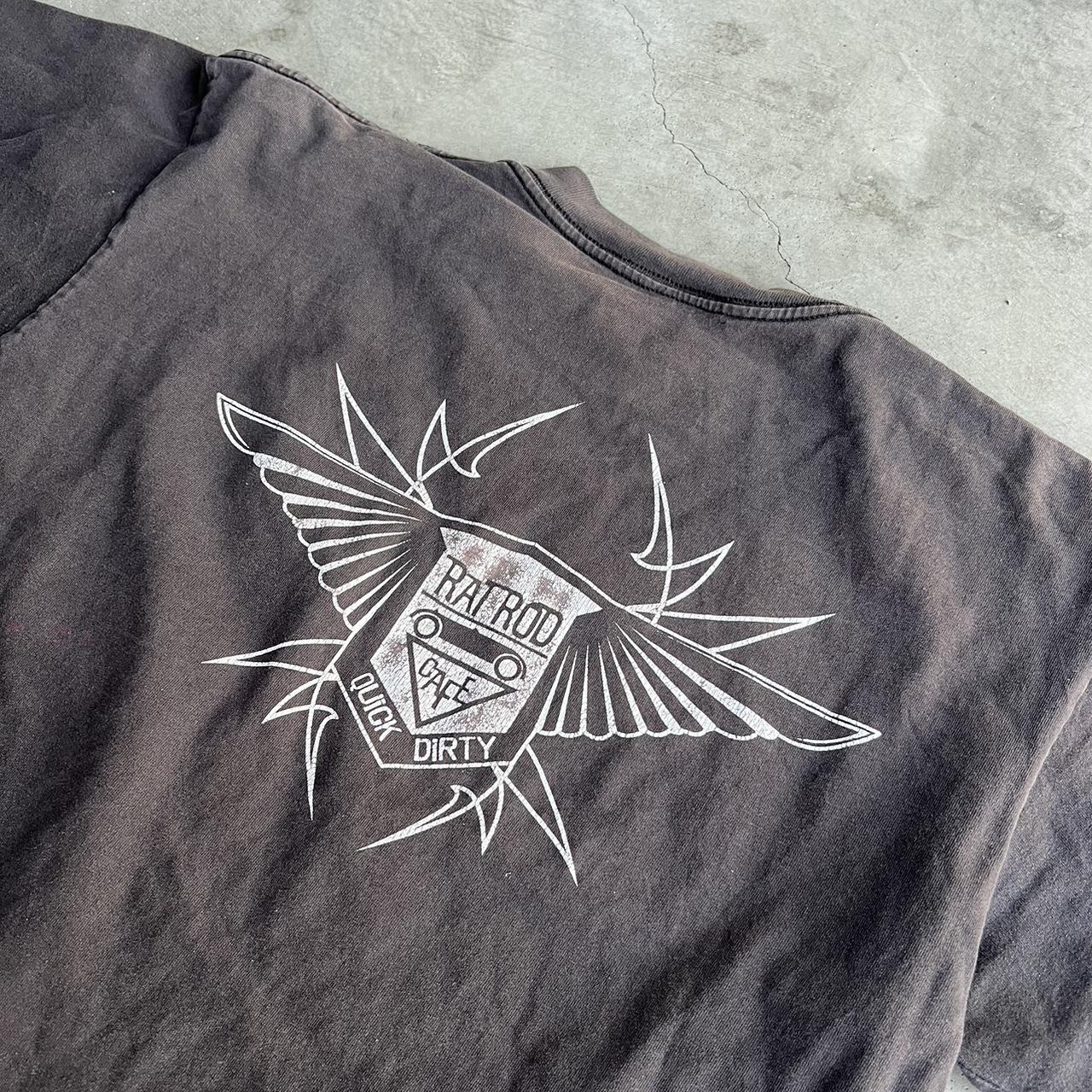 vintage 90s rat rod cafe black single stitch biker... - Depop