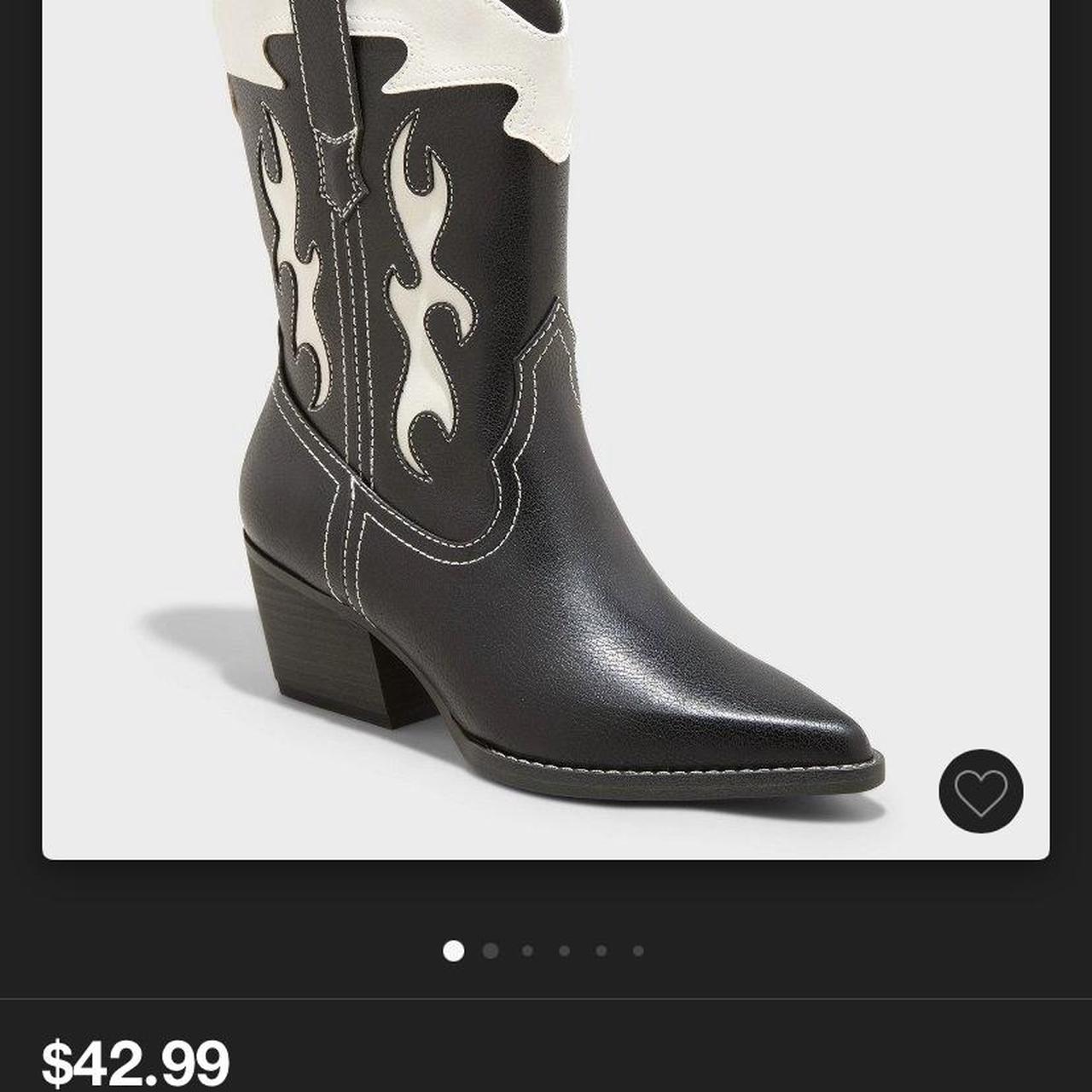 Target black and white cowboy boots Size 8 Worn... - Depop