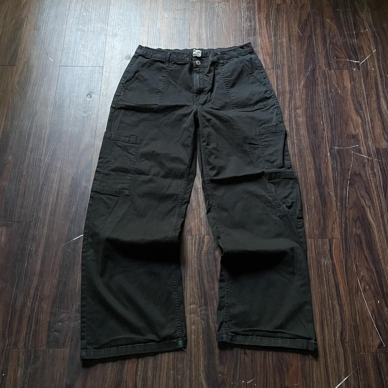 vintage black wide leg jnco baggy cargo pants size... - Depop