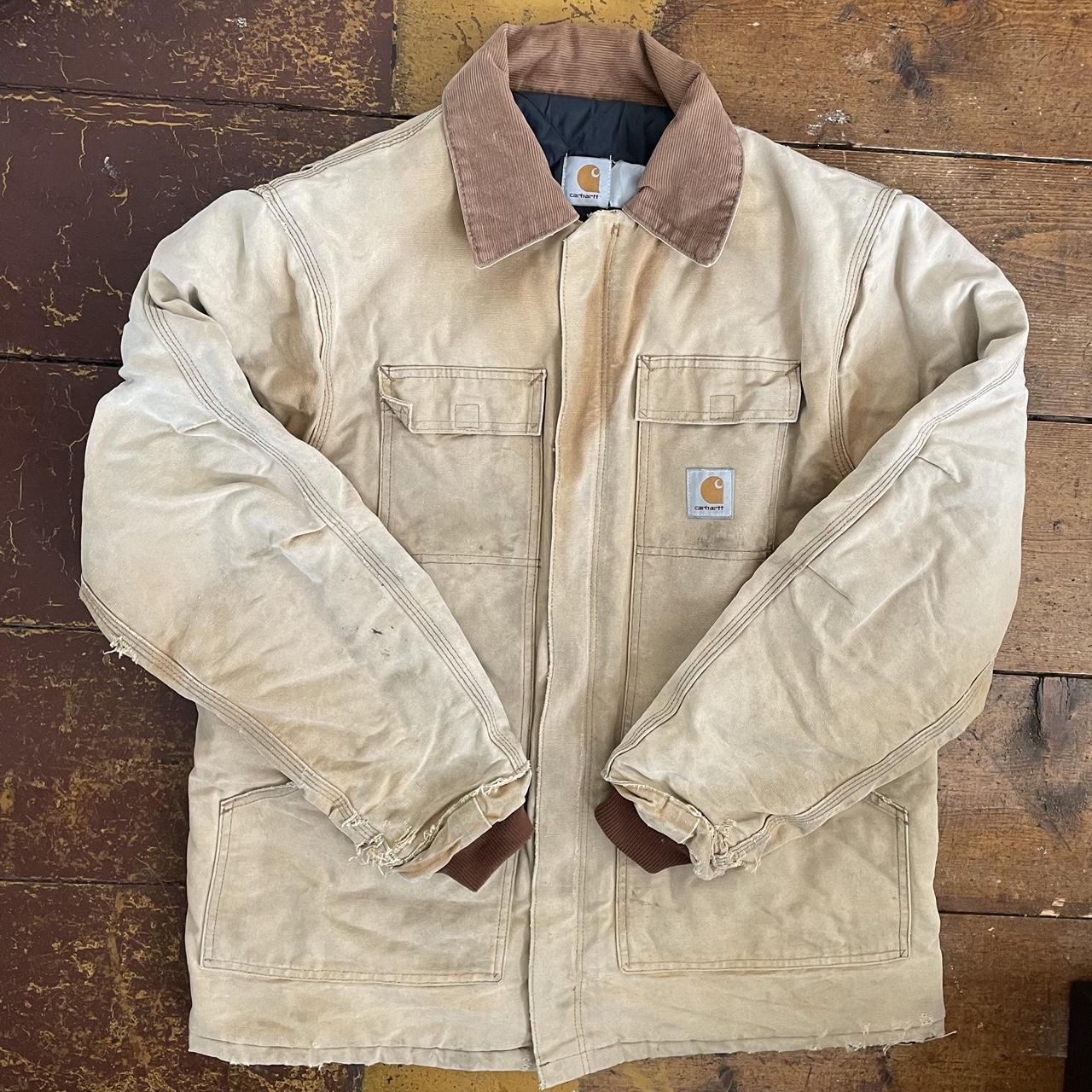 Vintage distressed Carhartt Detroit Jacket Size... - Depop