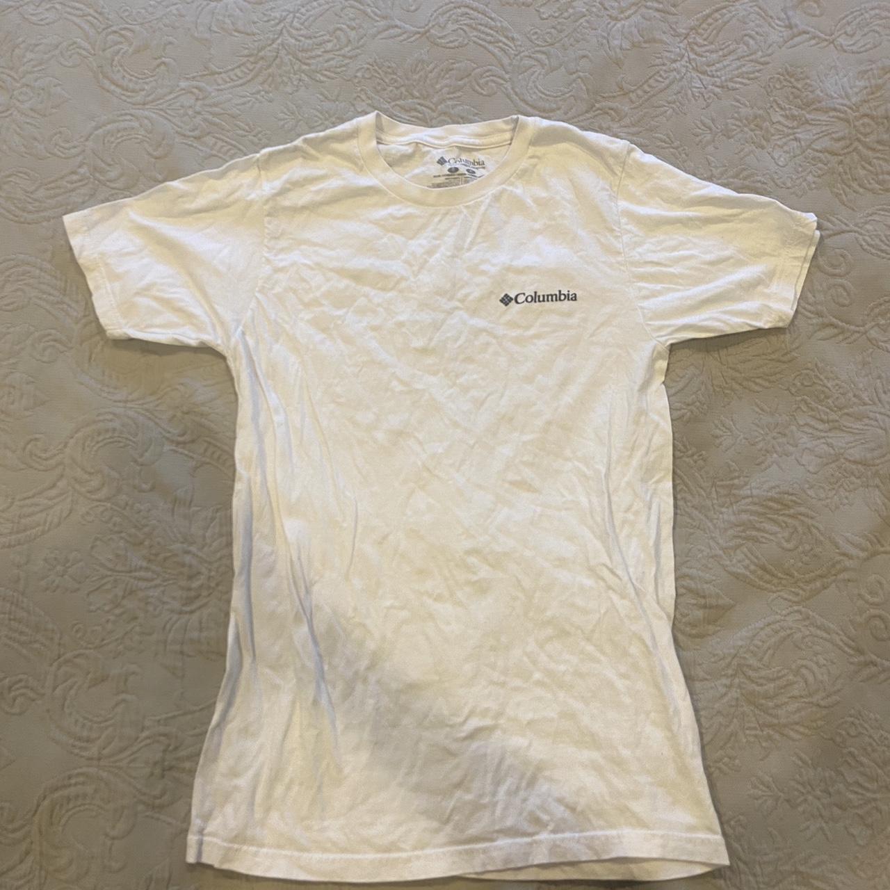 White Columbia Graphic Tee Size small Width: 16 in,... - Depop