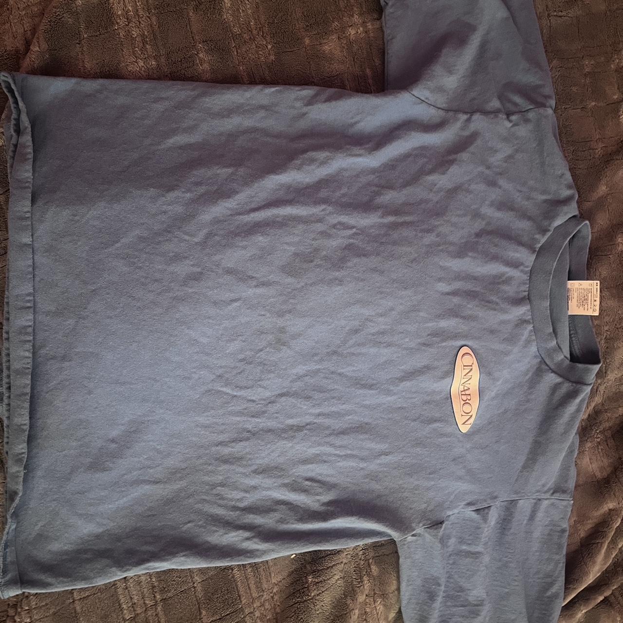 cyan cinnabon shirt printed on a TULTEX tag, really... - Depop