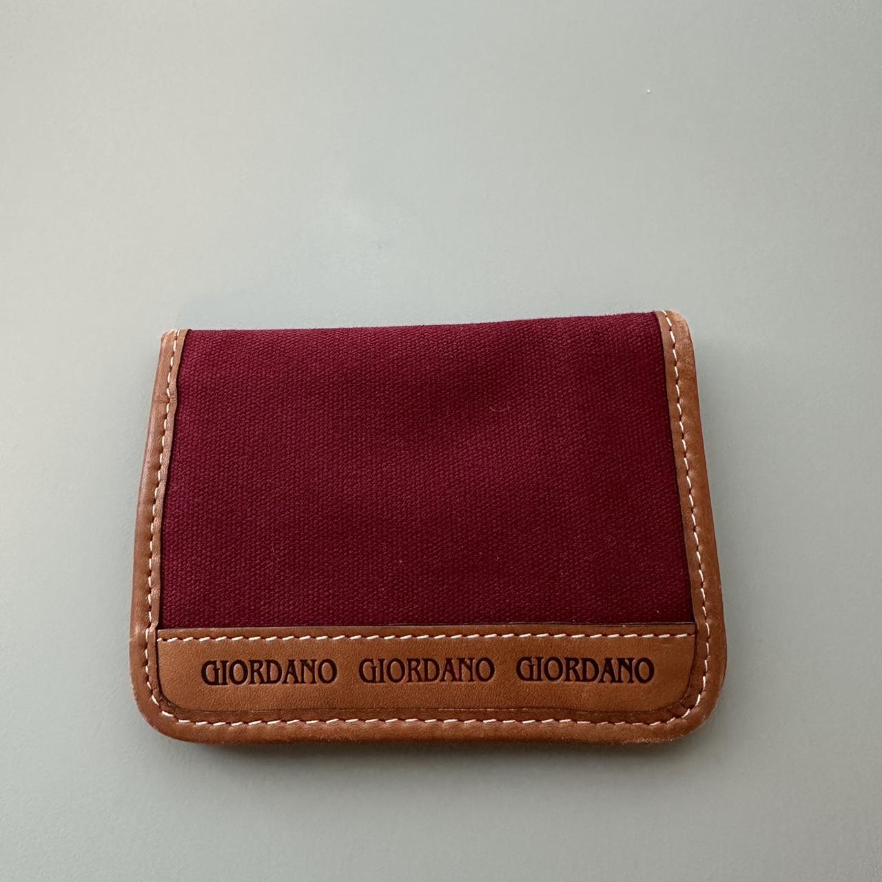 Vintage Giordano Bi Fold Red And Tan Leather Wallet... - Depop
