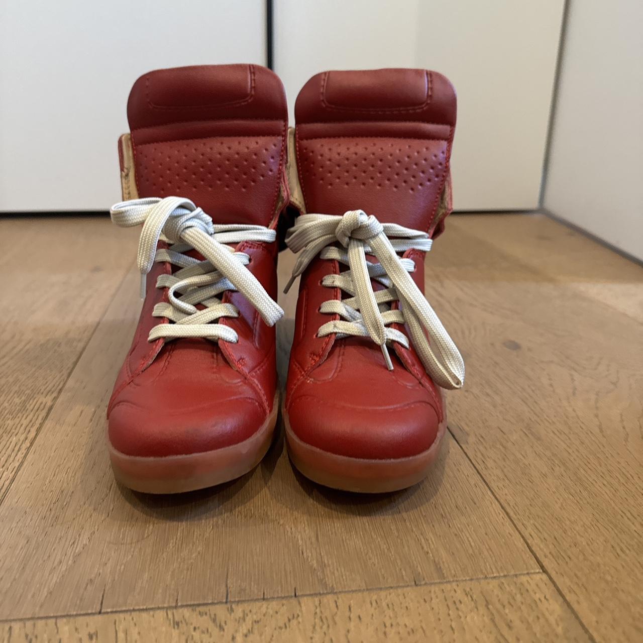 Mason Margiela X H&M High Top Maroon Sneakers Open... - Depop
