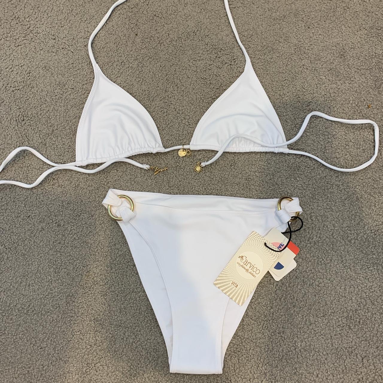 BAMBA SWIM WHITE BIKINI: Sol top size small and... - Depop
