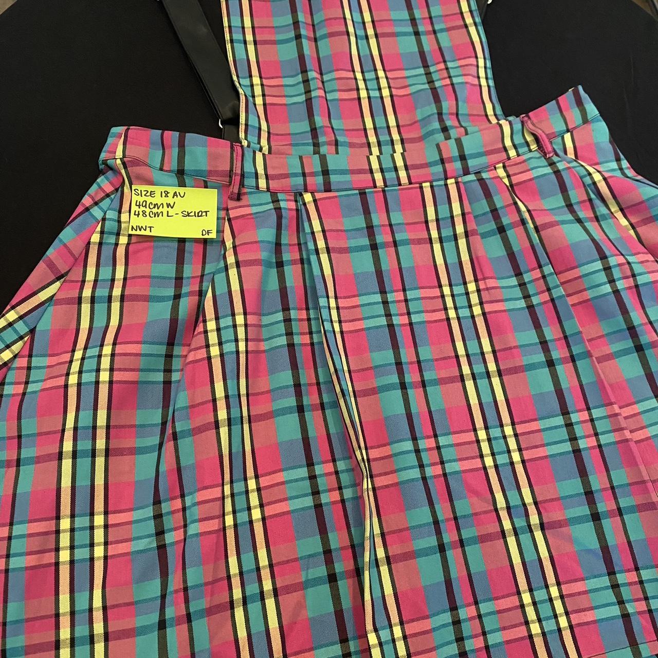 dangerfield brand new with tags rainbow plaid mini... | Depop