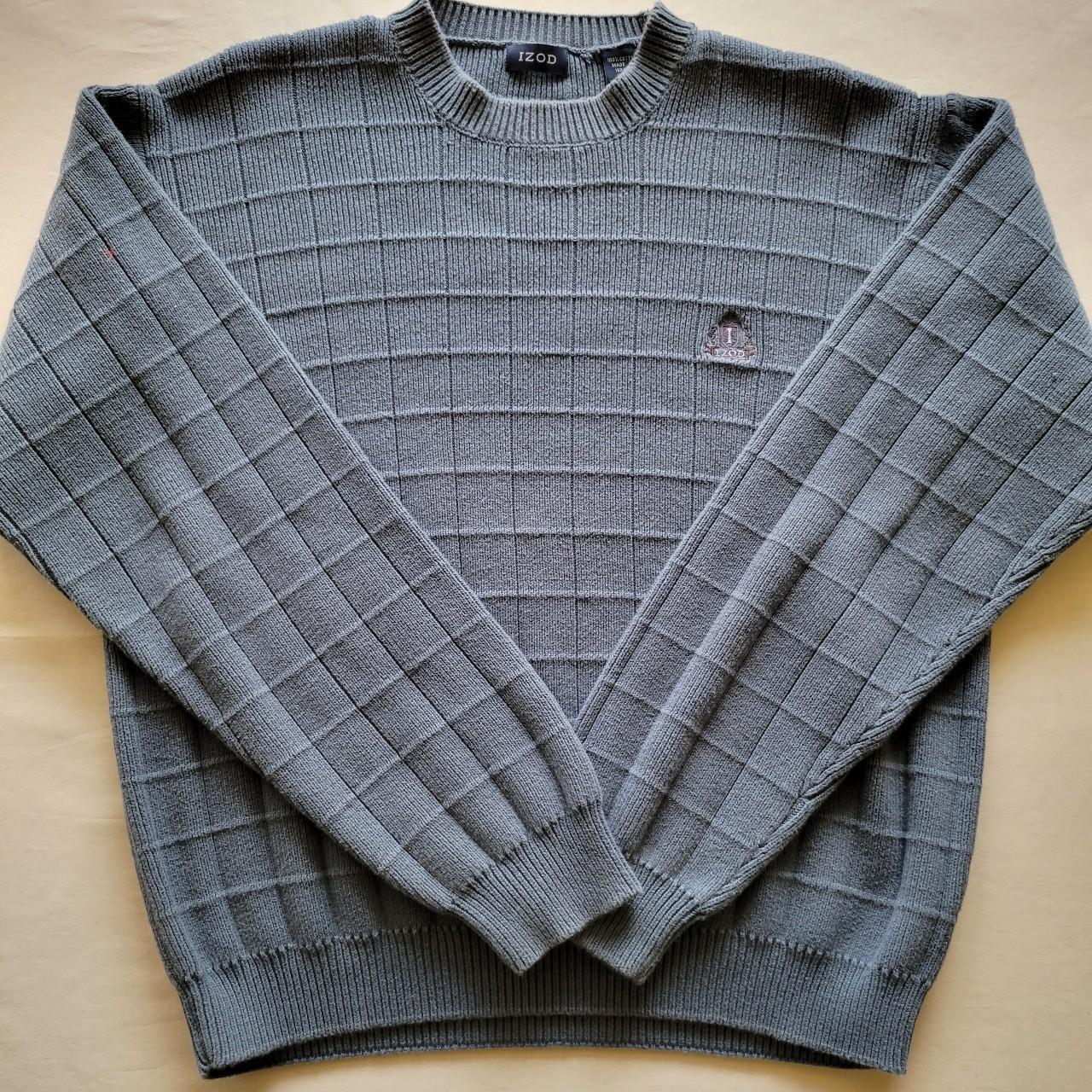 Izod steel blue grid pattern sweater Size medium - Depop