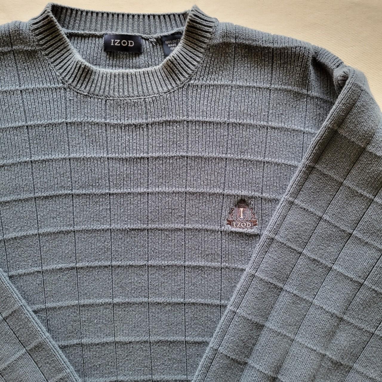 Izod steel blue grid pattern sweater Size medium - Depop
