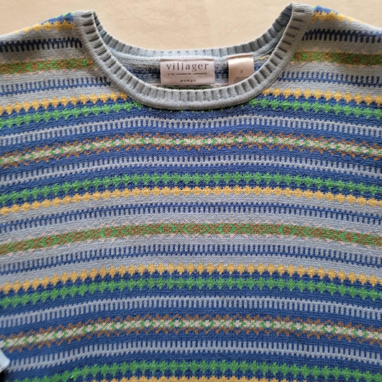 Blue fair isle striped sweater Tagged size 3, fits... - Depop
