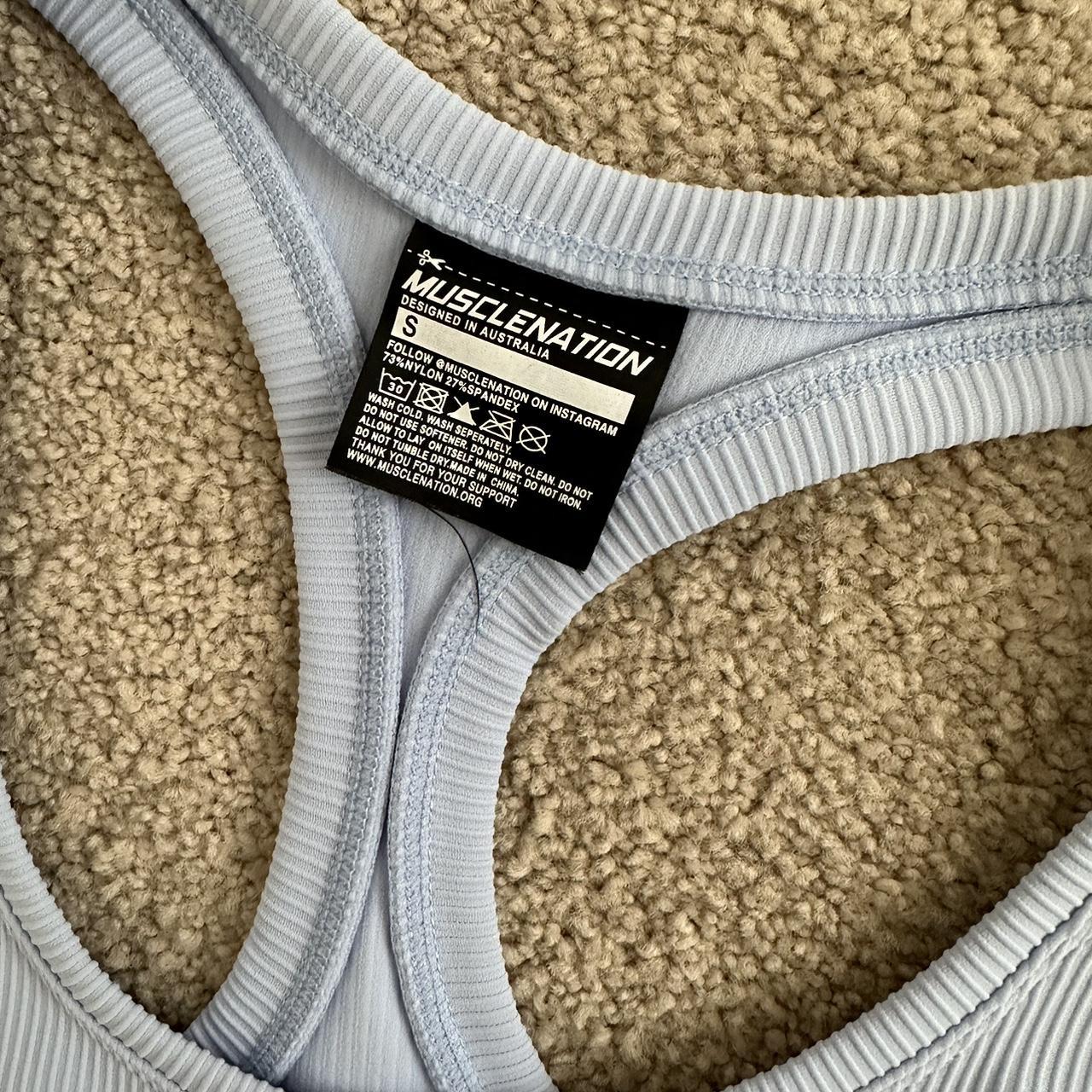 Muscle Republic Baby Blue Crop Tank. Size small. In... - Depop