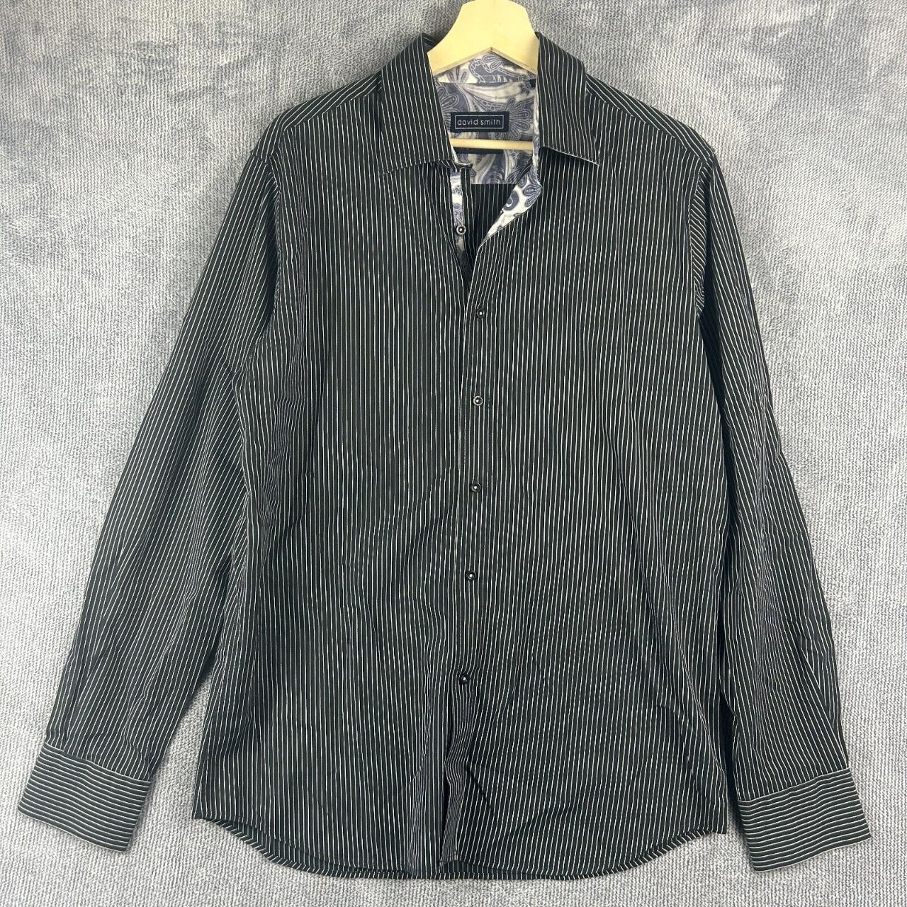 David Smith Shirt Mens Large Long Sleeve Striped... - Depop
