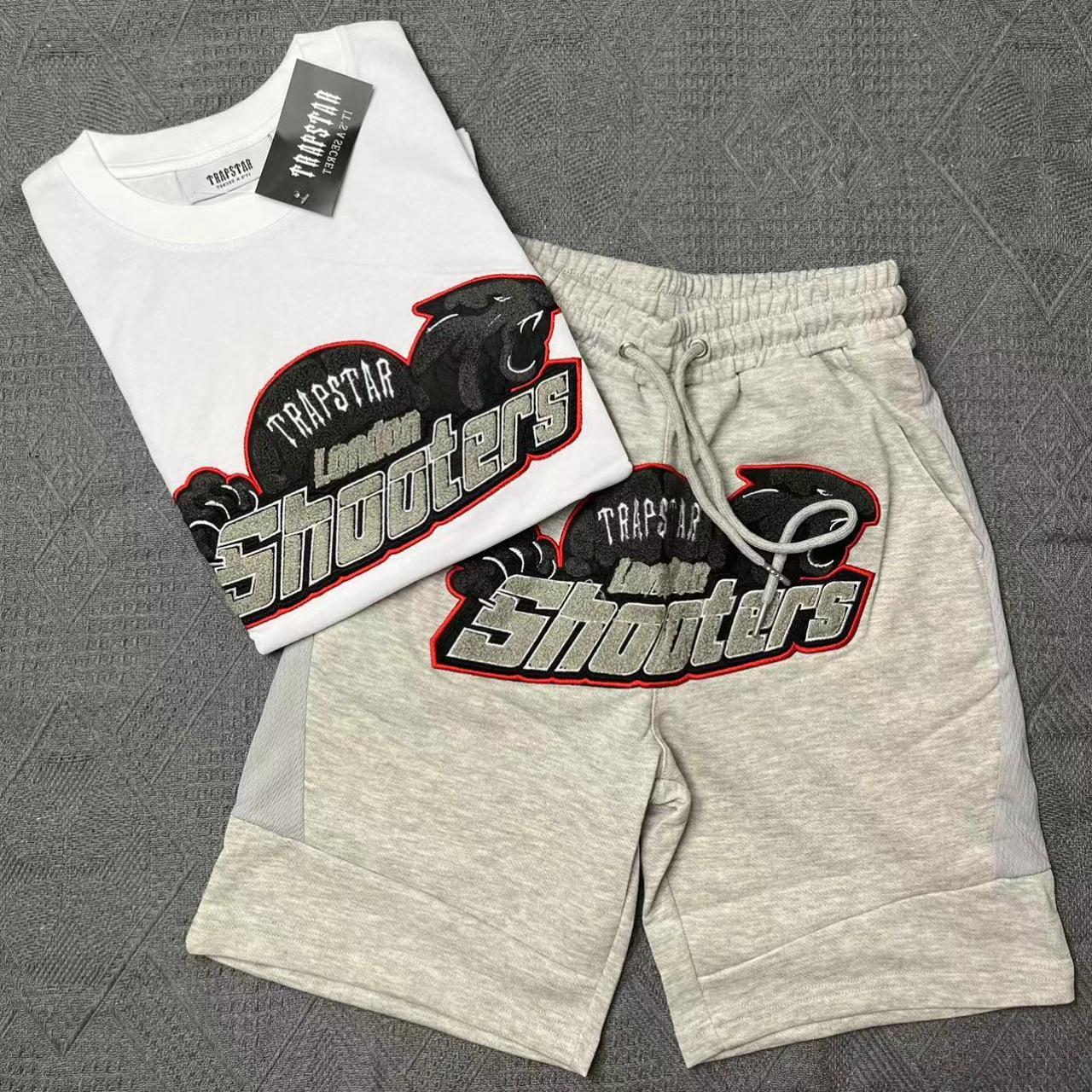 Trapstar Shooters White / Grey short set Size:... - Depop