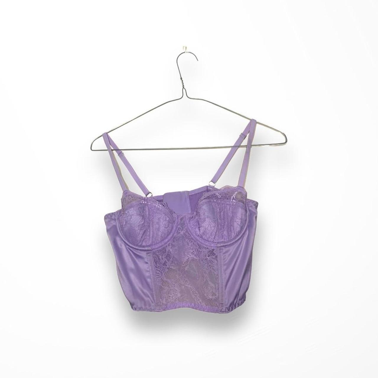 primark purple lace corset bra crop top size... - Depop