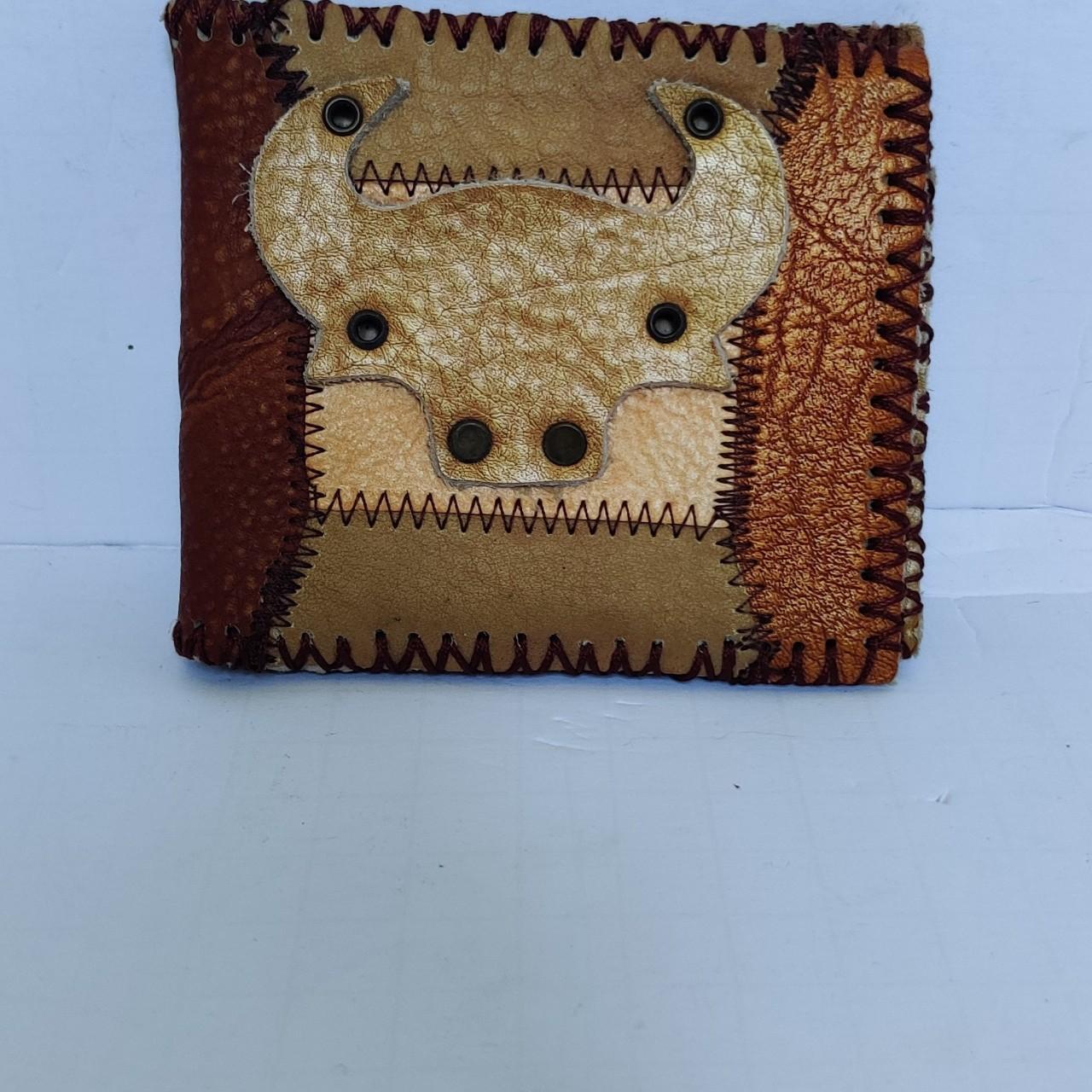 Weird handmade leather wallet Bull head Blanket... - Depop