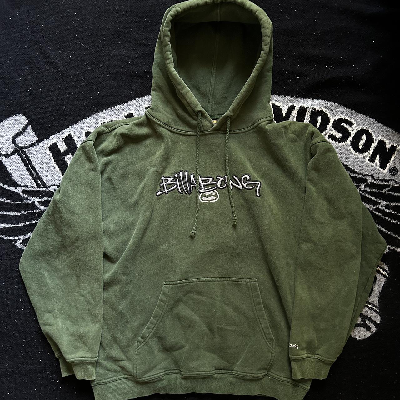Vintage Y2k BillaBong green Hoodie Amazing green... - Depop